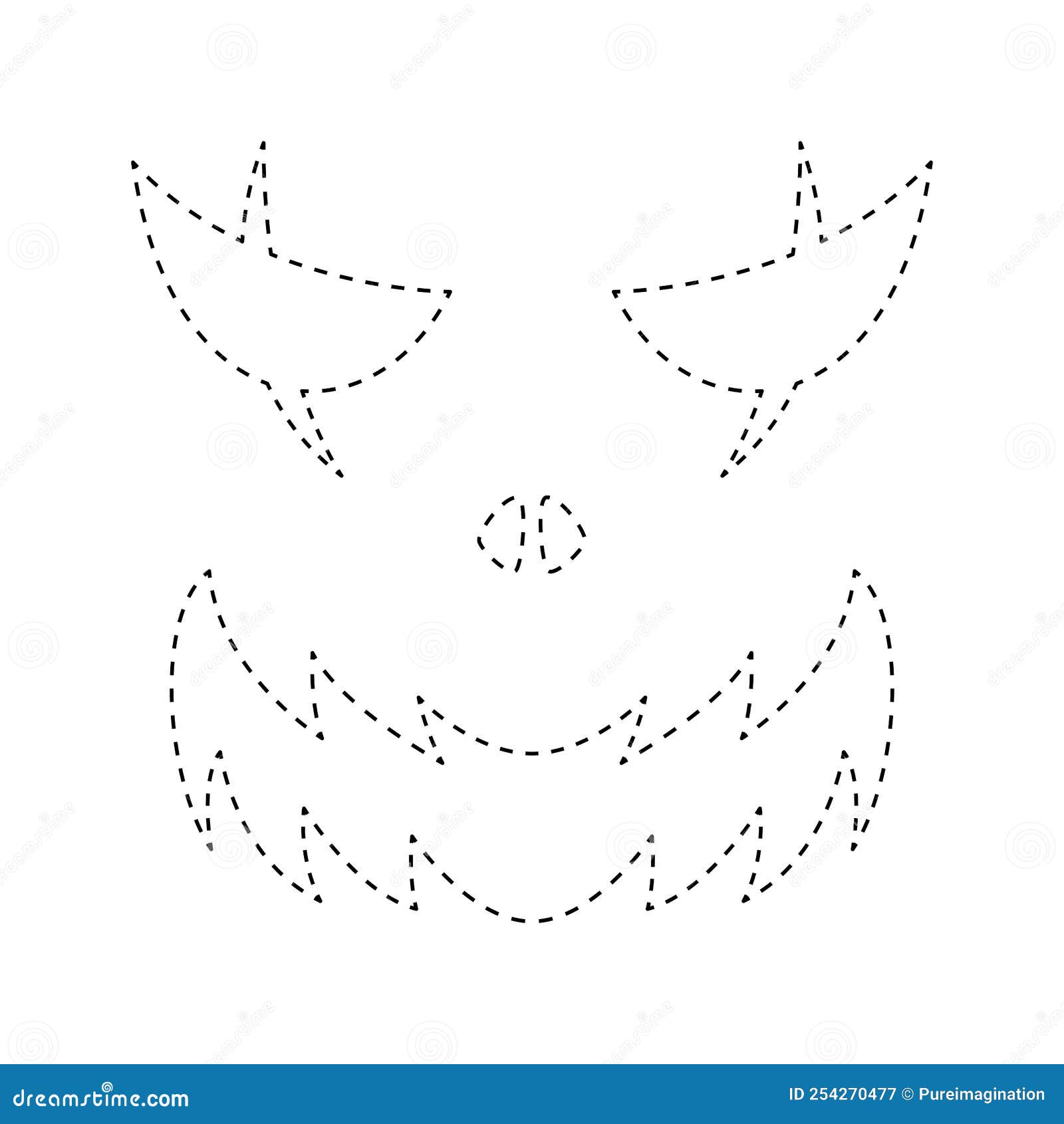 Face Pumpkin Tracing Worksheet for Kids Stock Vector - Illustration of ...