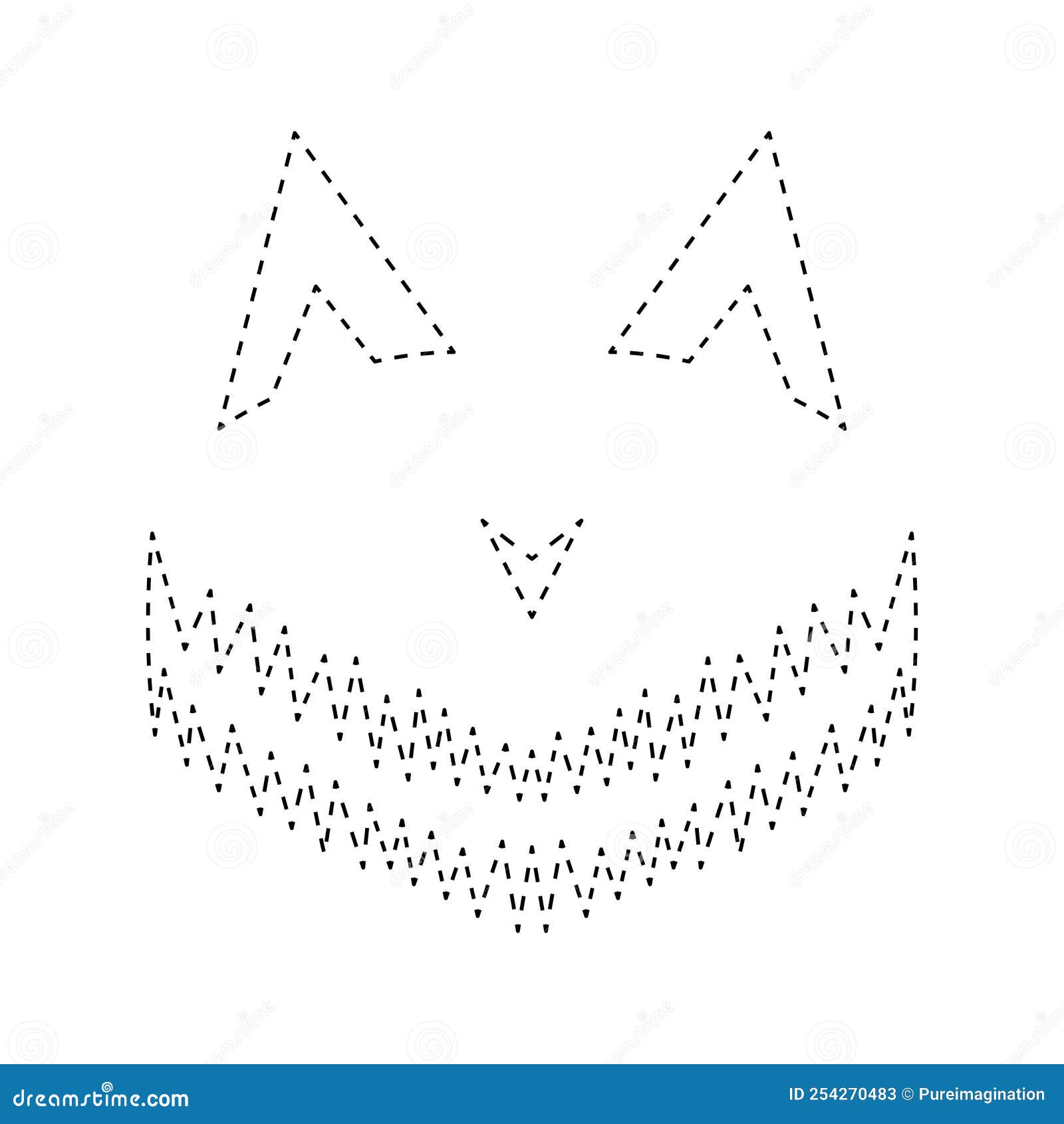 Face Pumpkin Tracing Worksheet for Kids Stock Vector - Illustration of ...