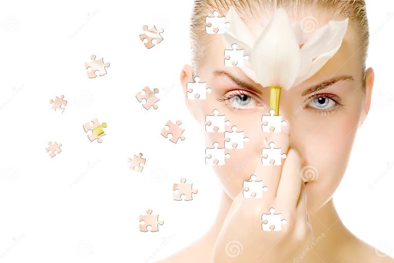 Face with puzzle effect stock image. Image of copy, beautiful - 4984003
