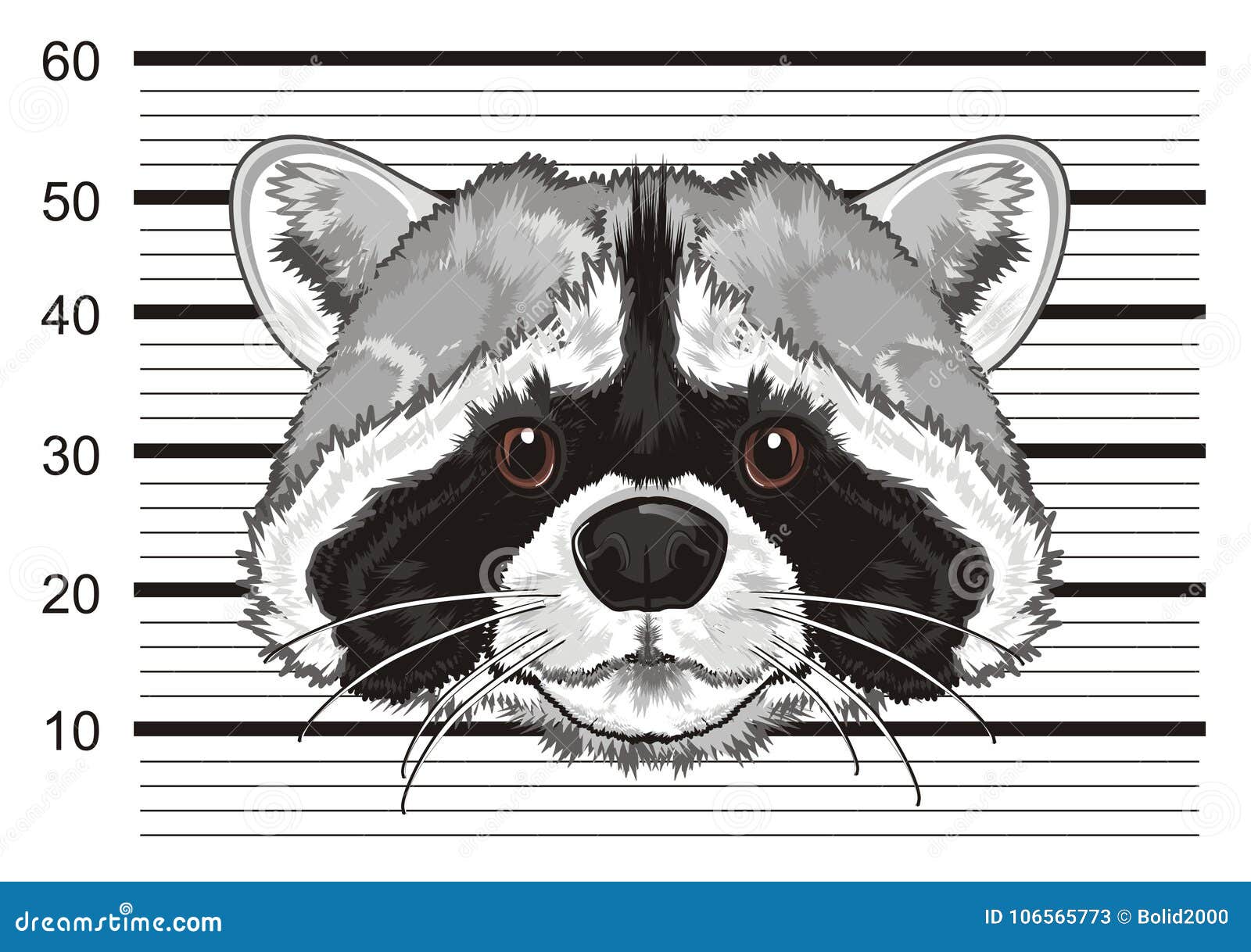 Face of raccoon in prison stock illustration. Illustration of cartoon ...