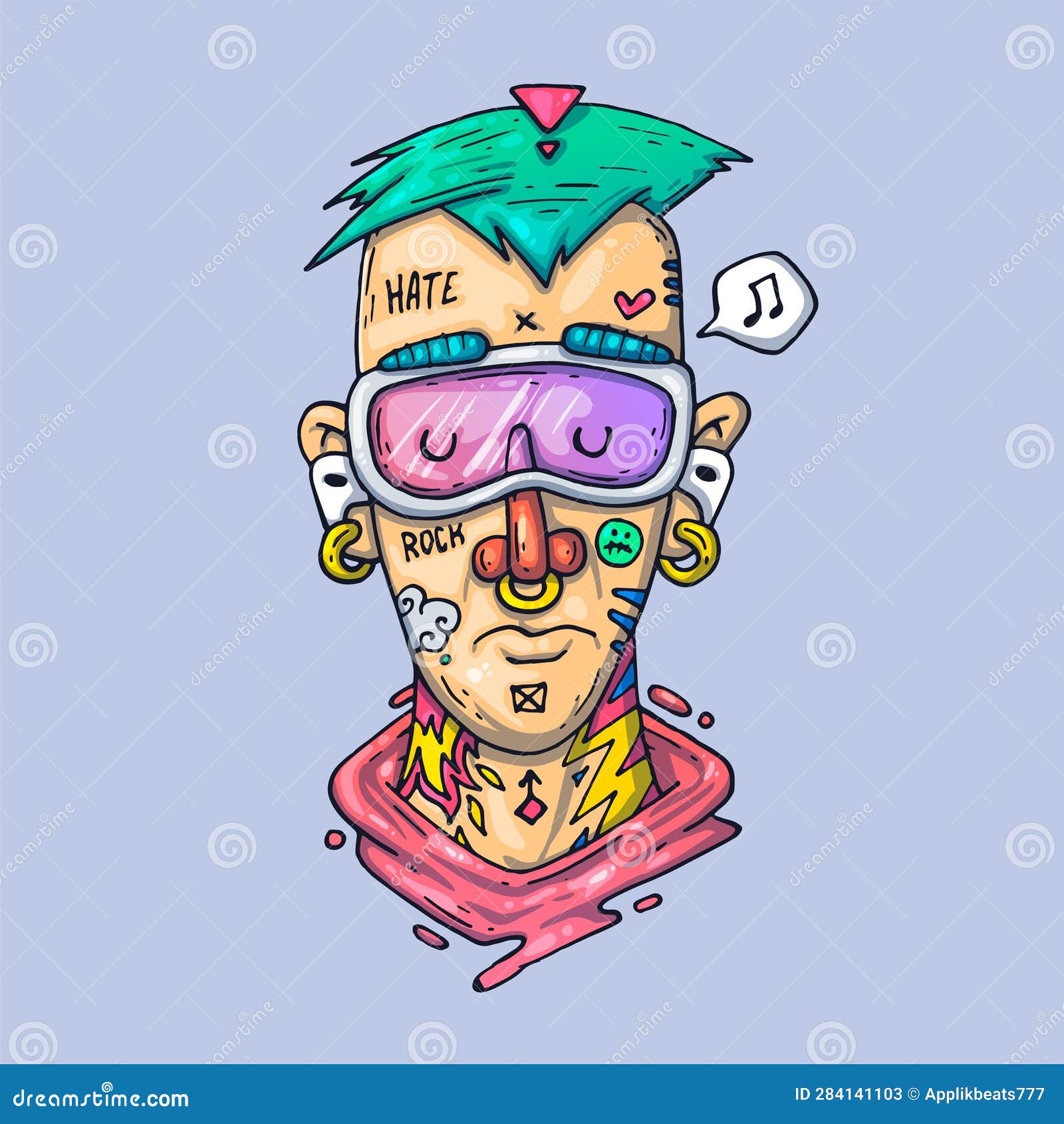 The Face of a Rapper with Tattoos. Creative Vector Illustration ...