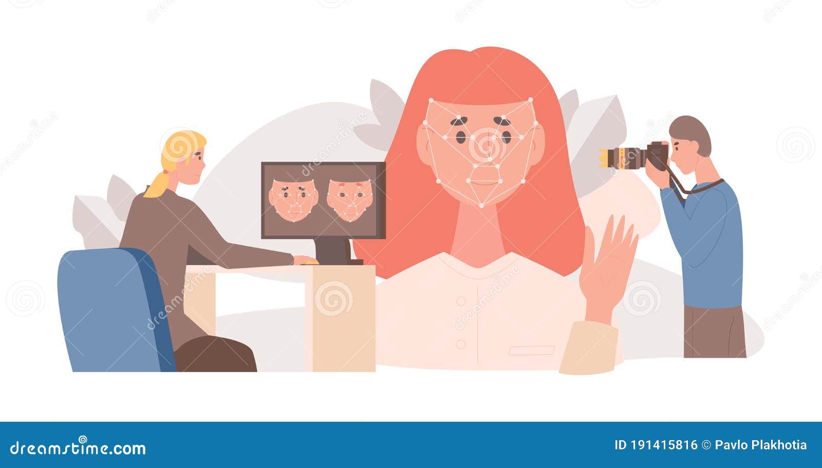 Face Recognition, Biometric Identification System Flat Vector ...