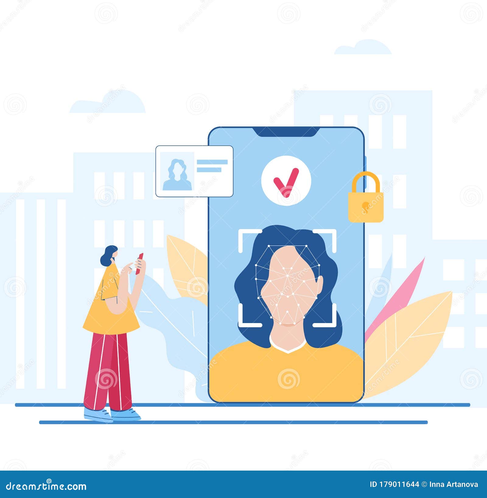 Face recognition concept. stock vector. Illustration of cellphone ...