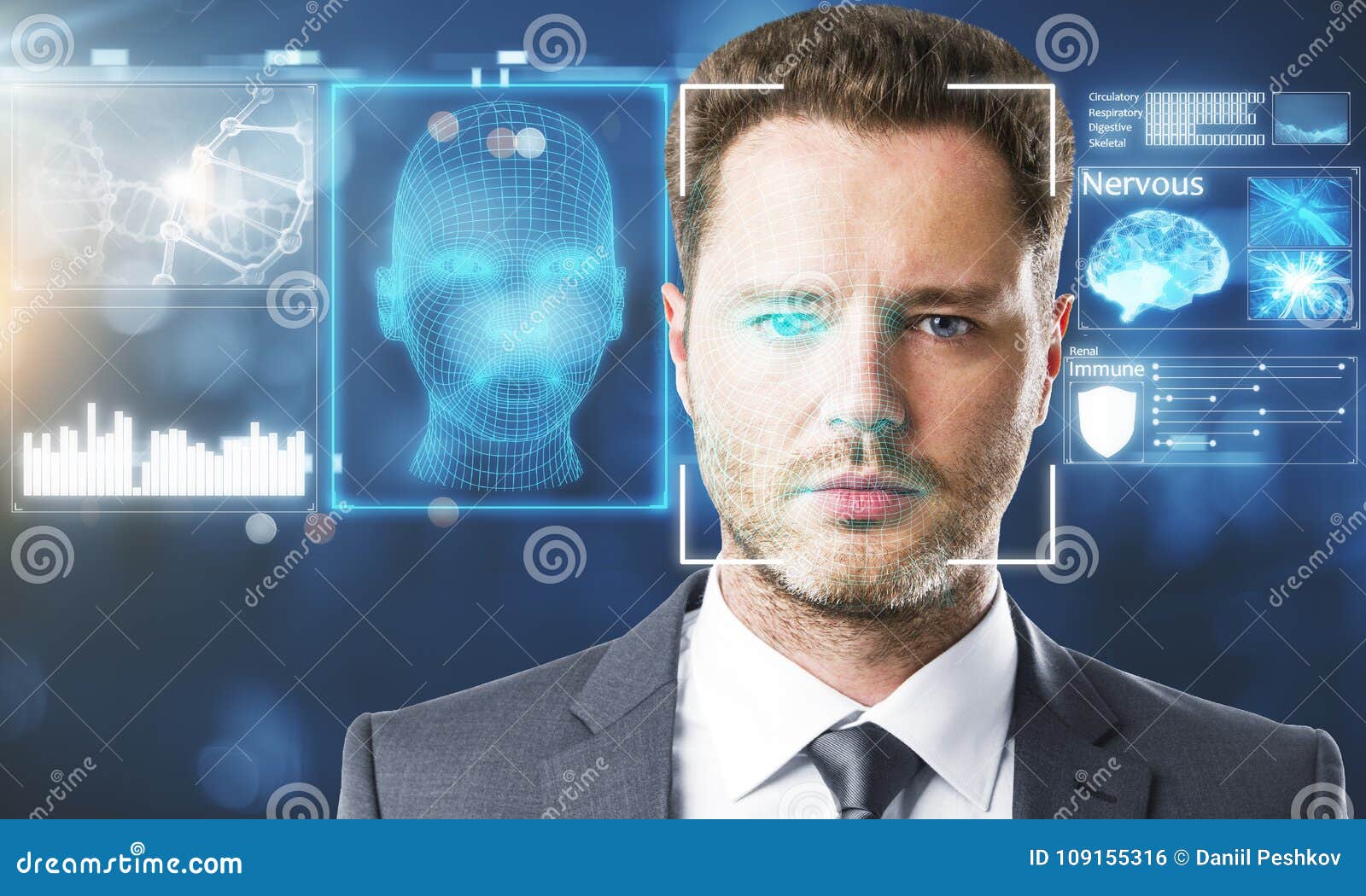 Face recognition concept stock photo. Image of attractive - 109155316