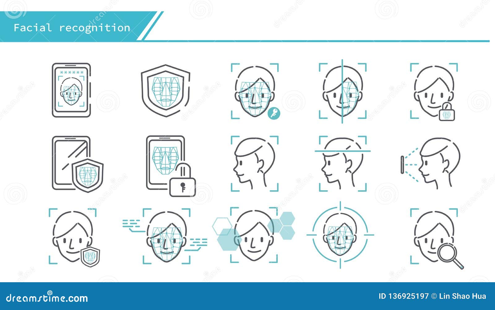 Face Recognition Icon Concept Stock Vector - Illustration of interface ...
