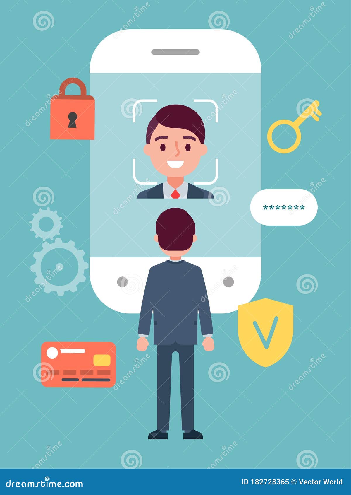 Face Recognition Concept Poster, Technology Unlock Mobile Phone ...