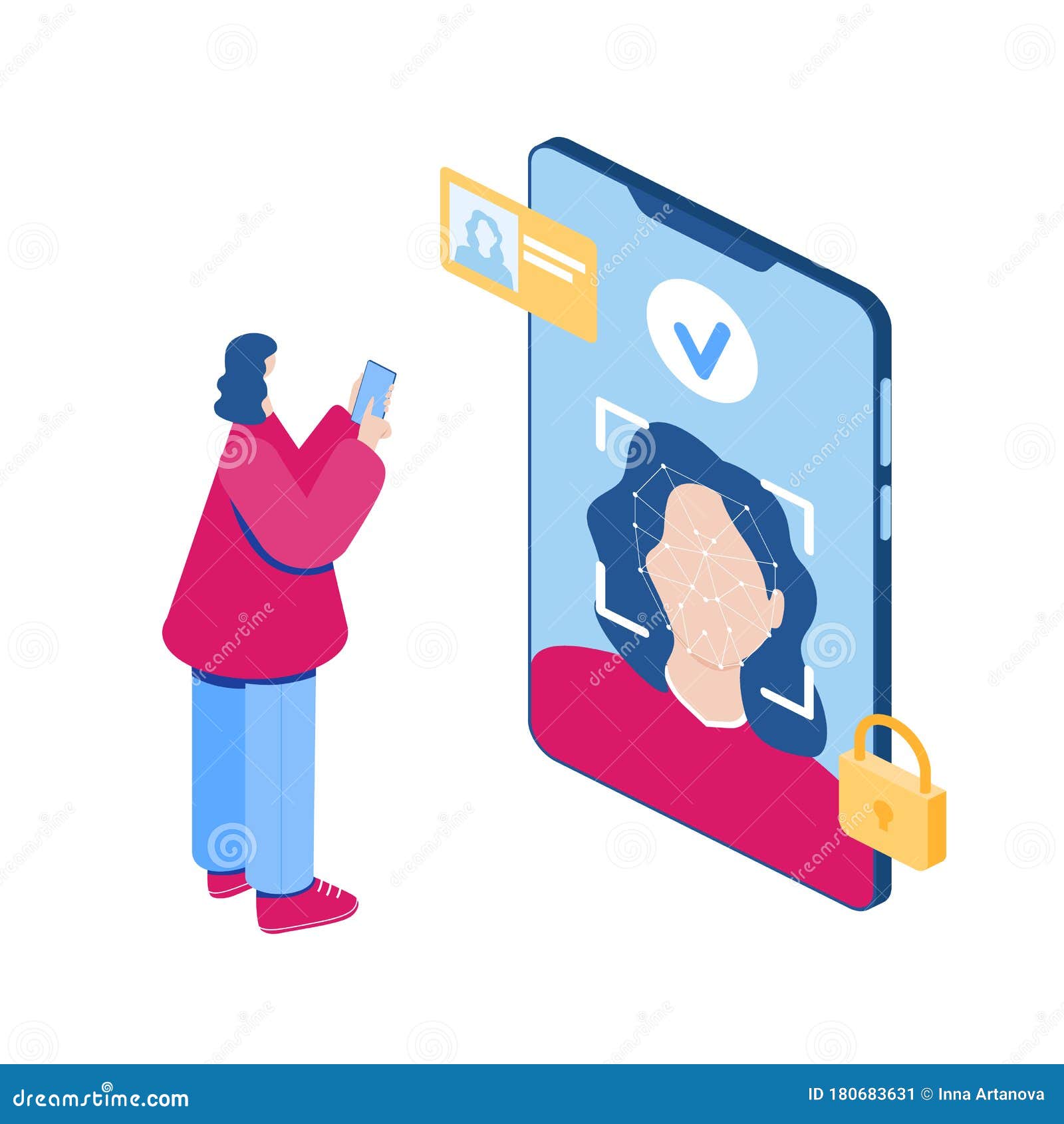 Face recognition concept. stock vector. Illustration of authentication ...