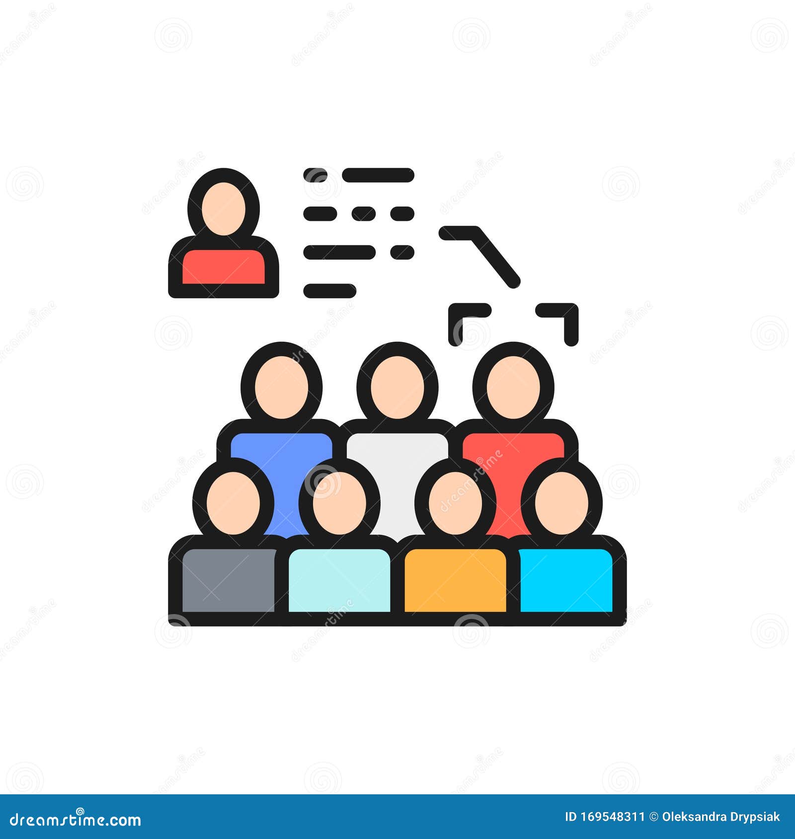 Face Recognition in the Crowd, Face Identification Flat Color Line Icon ... Face Recognition in the Crowd, Face Identification Flat Color Line Icon ...