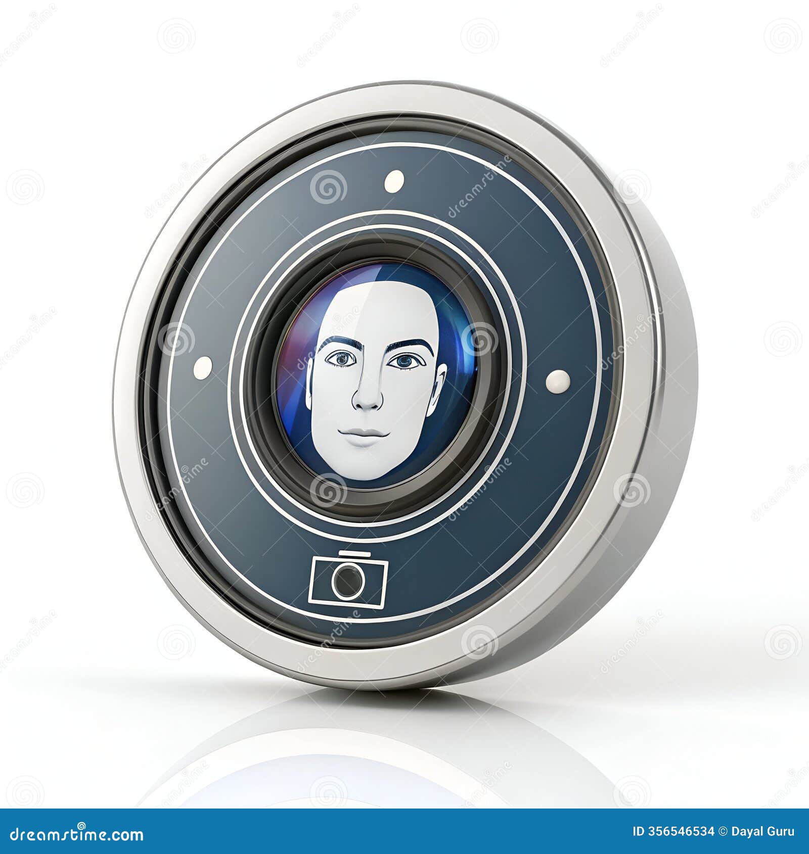 Face Recognition 3D Icon on White Background â€ Biometrics, Security ...