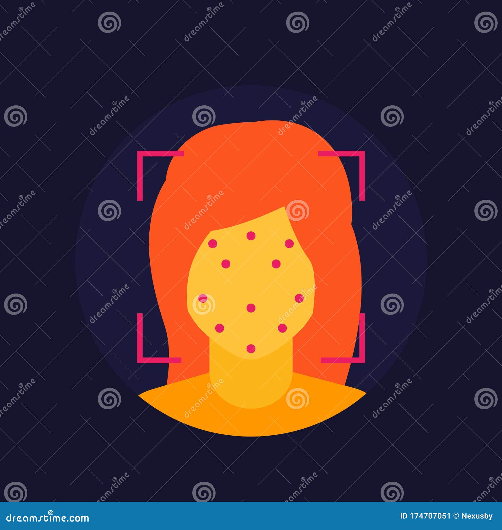 Face Recognition, Facial Scan, Vector Flat Icon Stock Illustration ...
