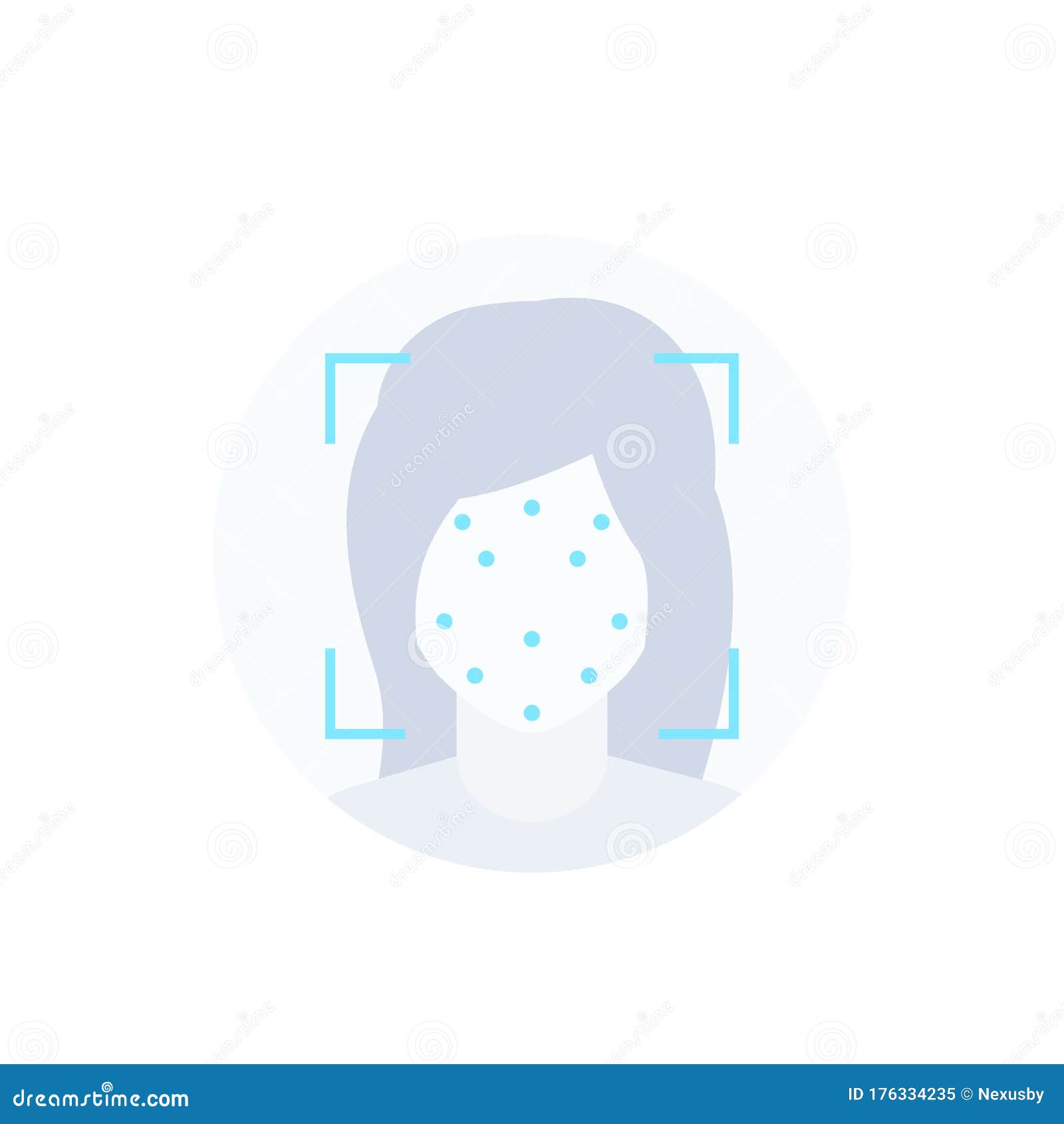 Face Recognition, Facial Scan, Vector Icon on White Stock Illustration ...