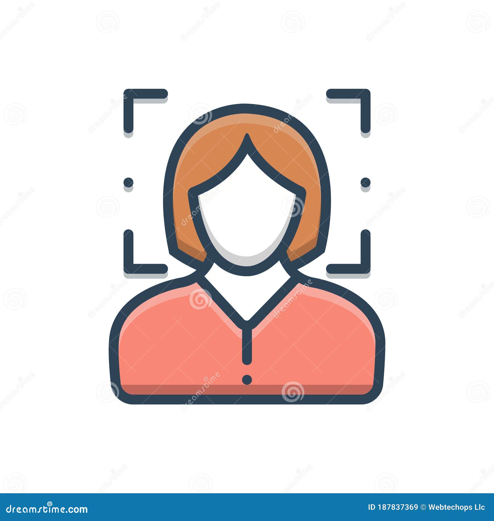 Color Illustration Icon for Face Recognition, Biometric and Care Stock ...