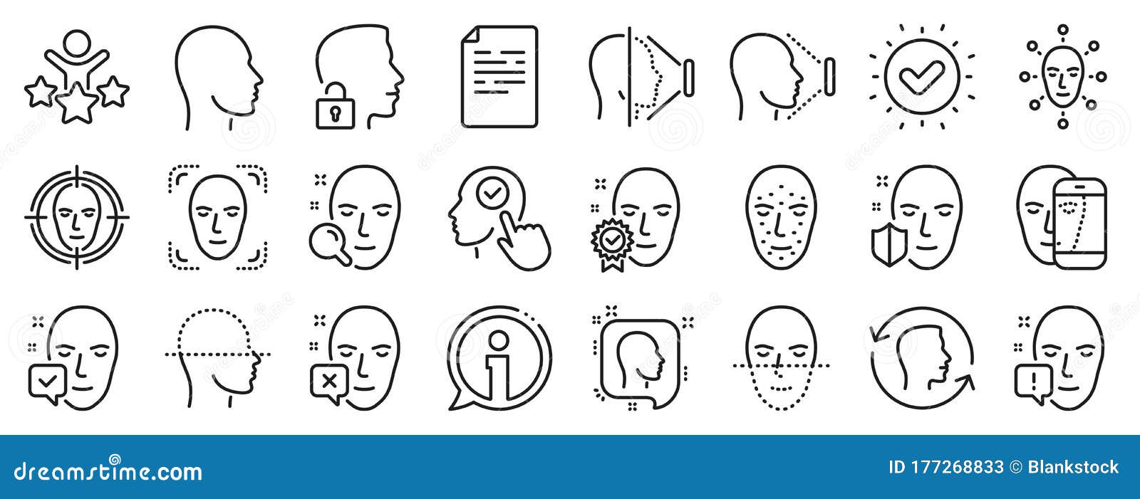Face Recognition Line Icons. Set of Faces Biometrics Detection and ... Face Recognition Line Icons. Set of Faces Biometrics Detection and ...
