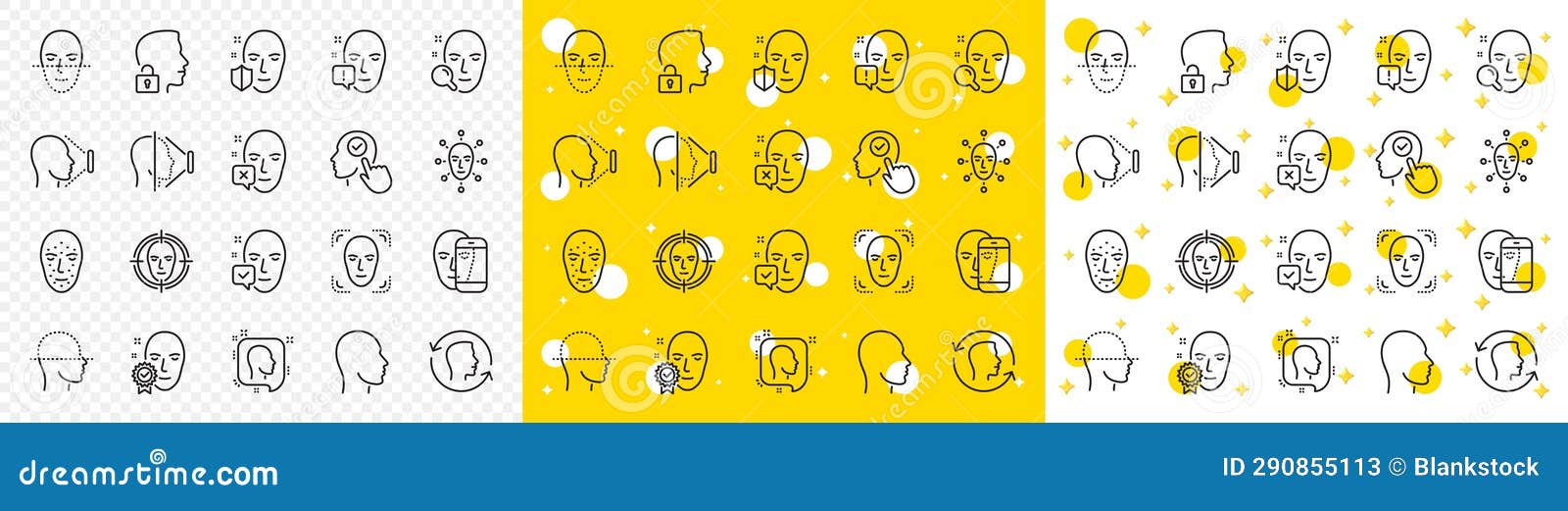 Face Recognition Line Icons. Set of Faces Biometrics Detection and ... Face Recognition Line Icons. Set of Faces Biometrics Detection and ...