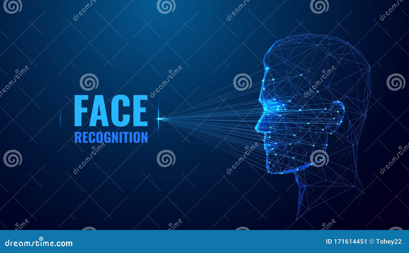 Face Recognition Low Poly Wireframe Banner Vector Template Stock Vector ...