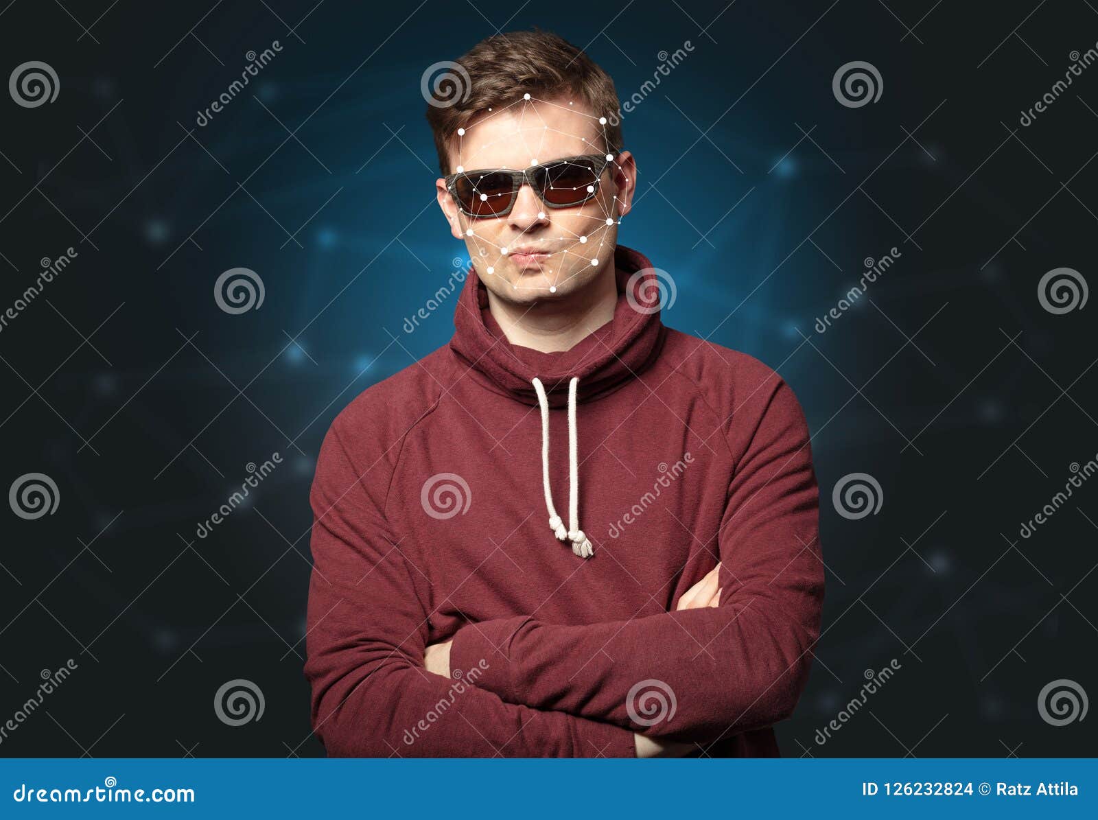 Face recognition with mesh stock photo. Image of cyber - 126232824