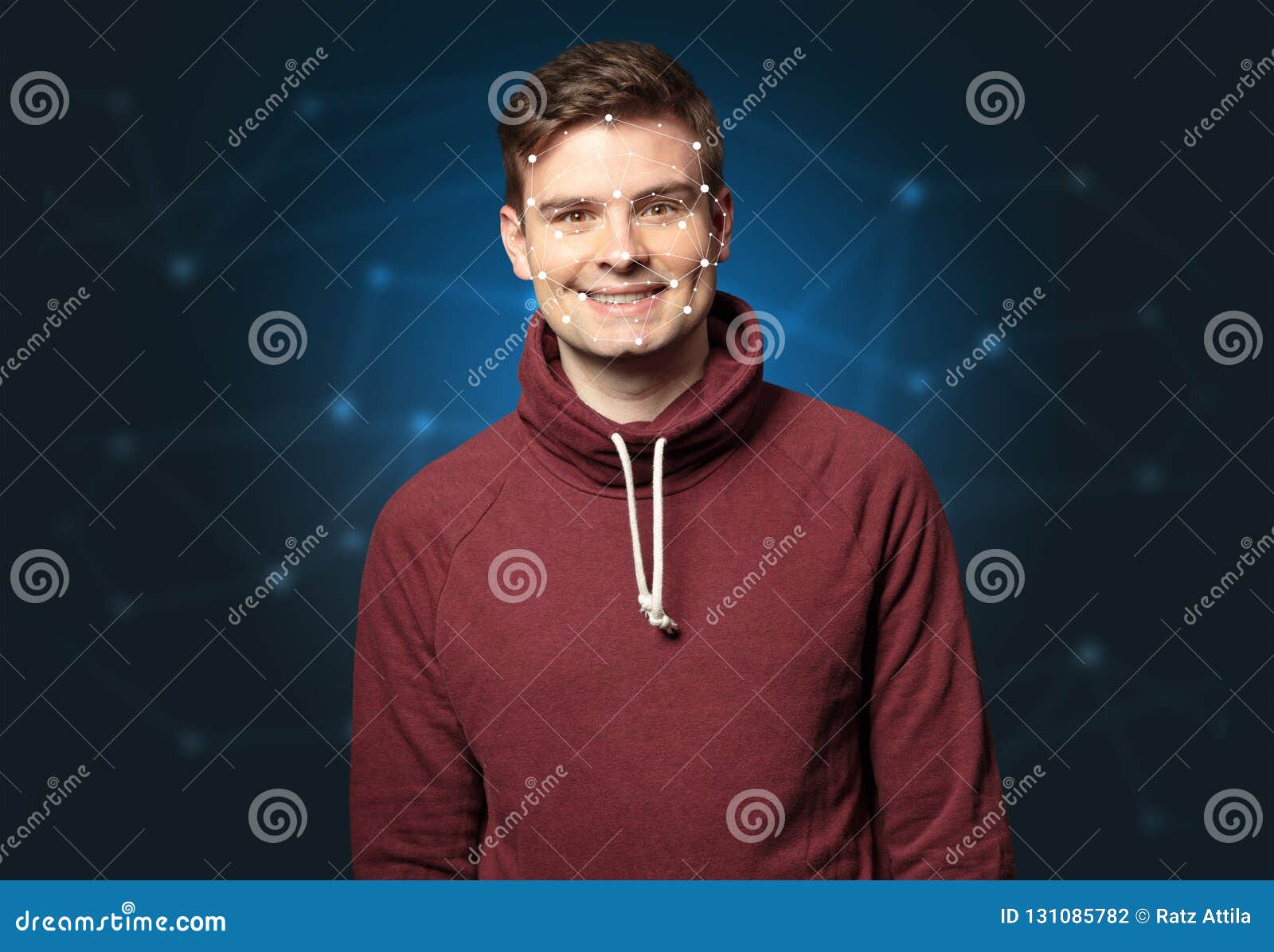 Face recognition with mesh stock photo. Image of protection - 131085782