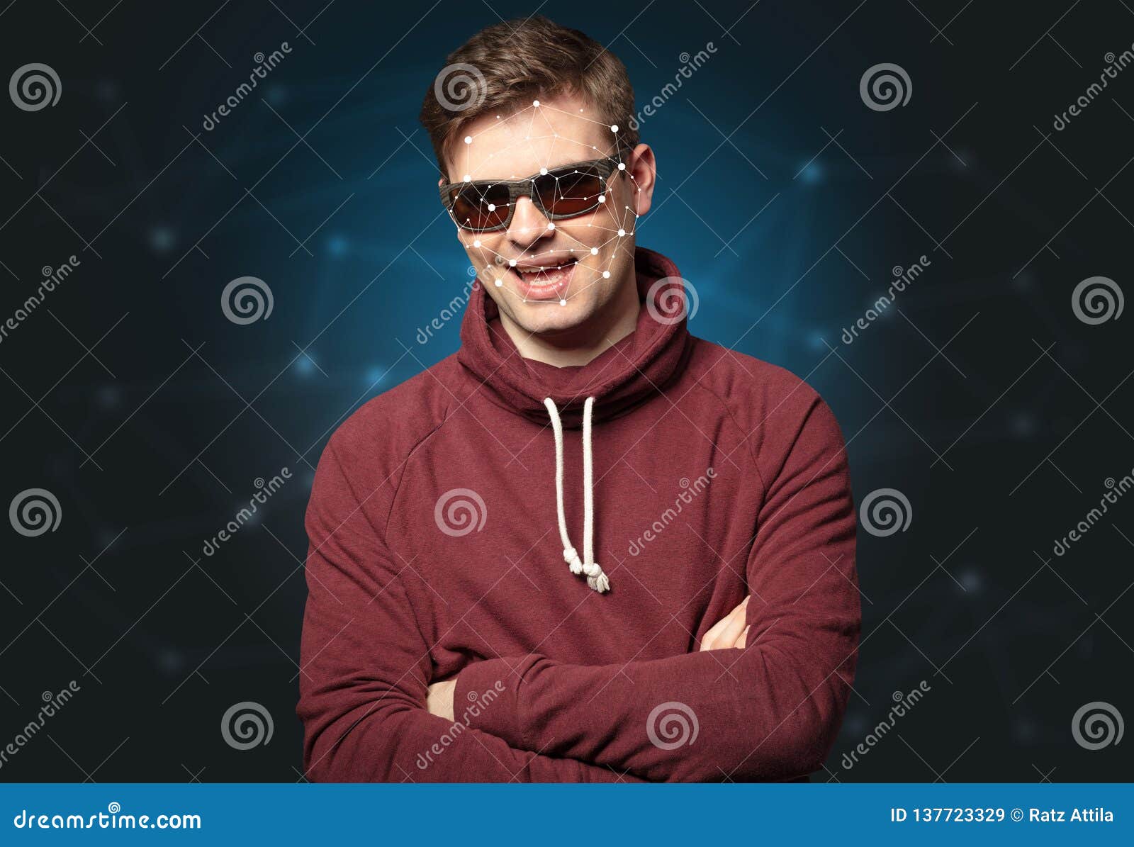 Face recognition with mesh stock image. Image of facial - 137723329