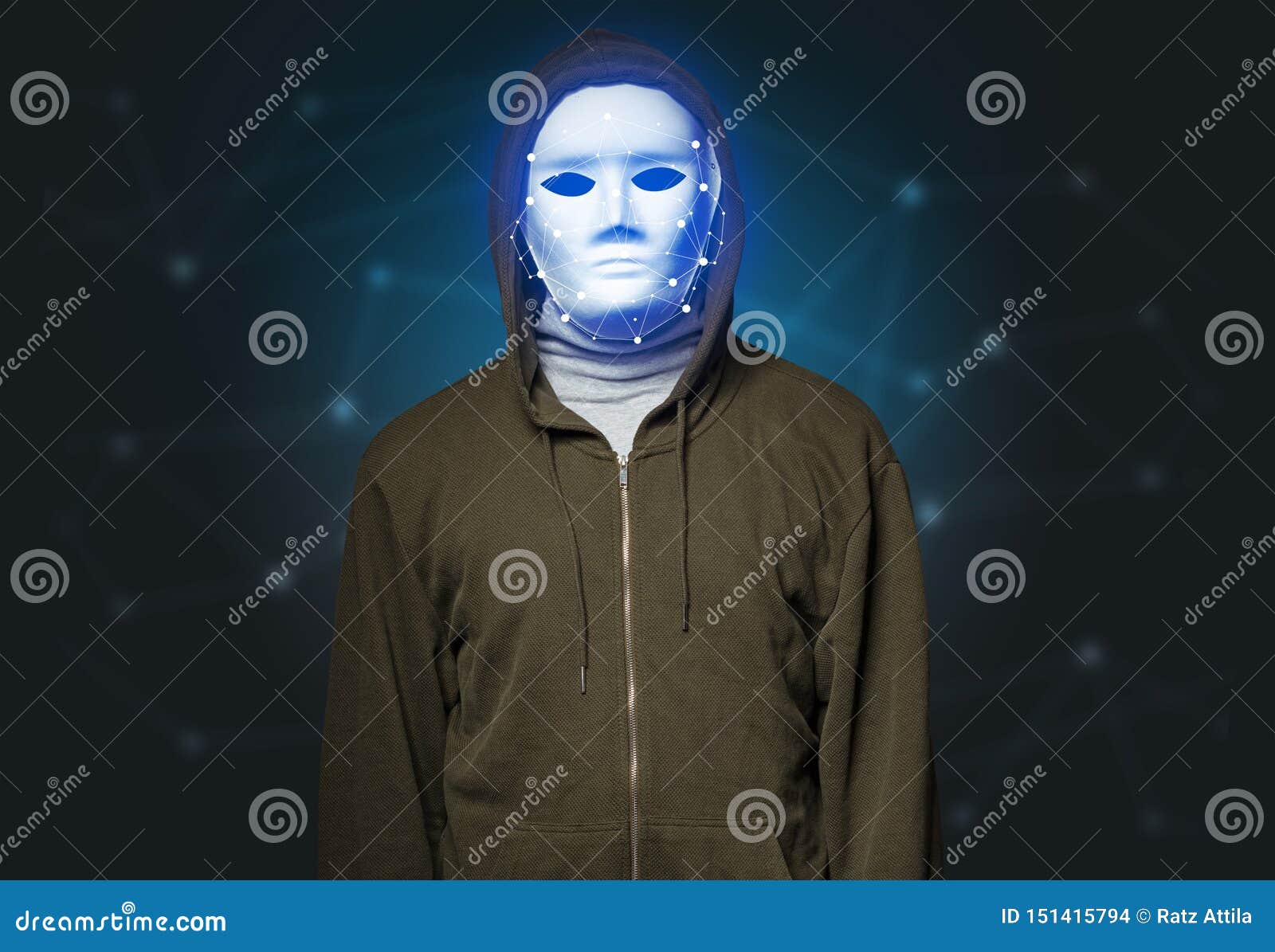 Face recognition with mesh stock photo. Image of glow - 151415794