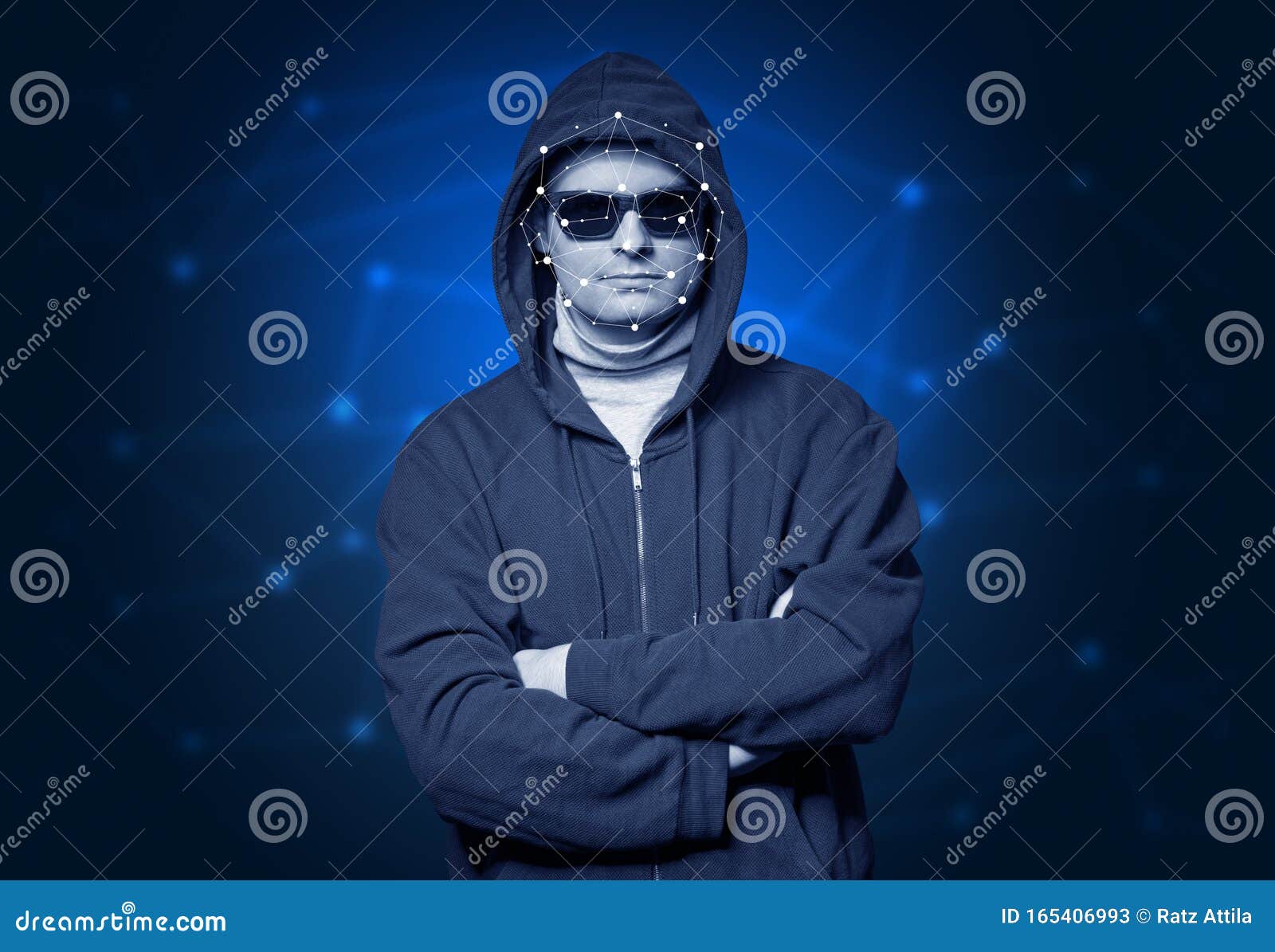 Face recognition with mesh stock image. Image of cyber - 165406993