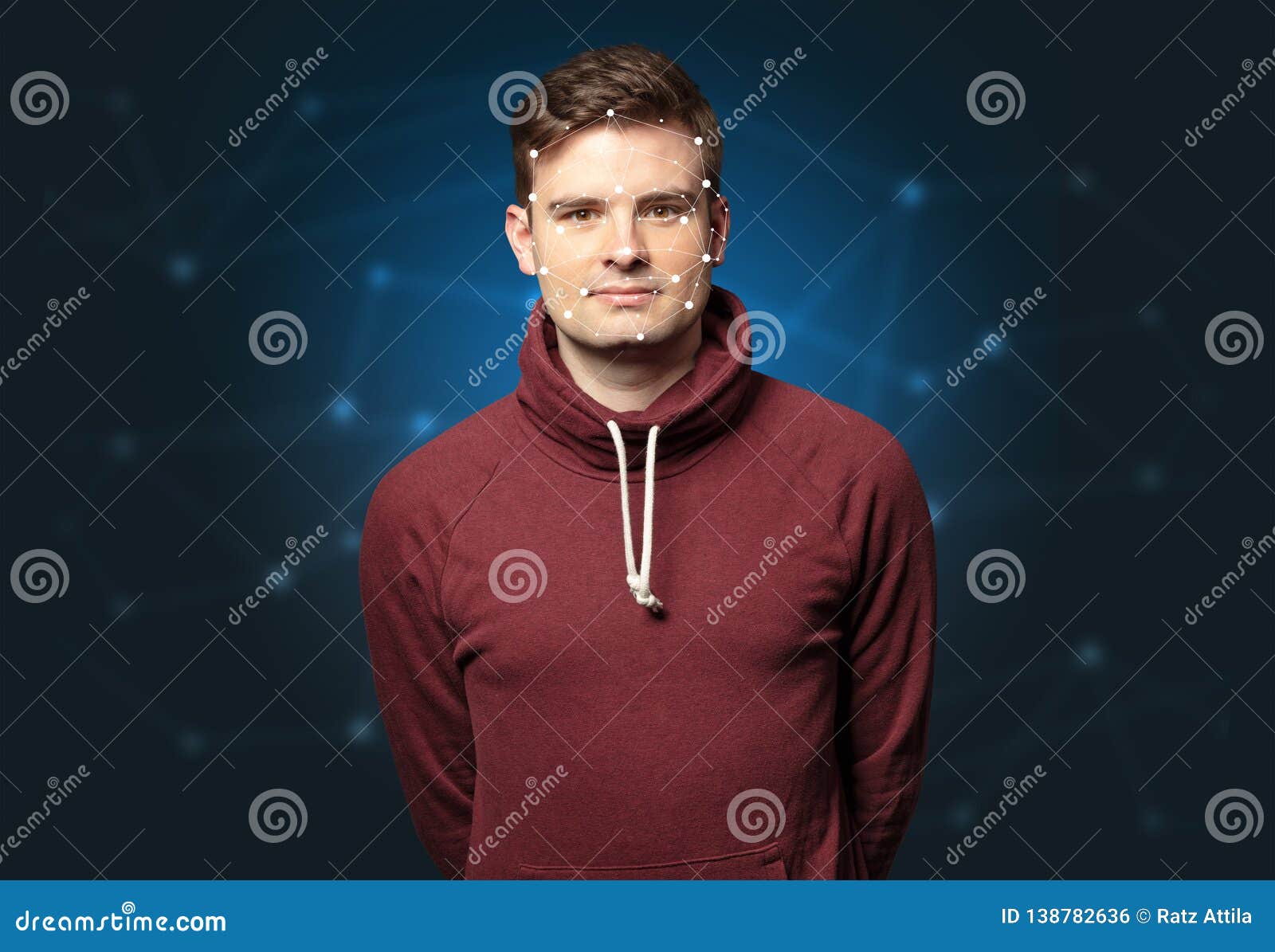 Face recognition with mesh stock photo. Image of futuristic - 138782636