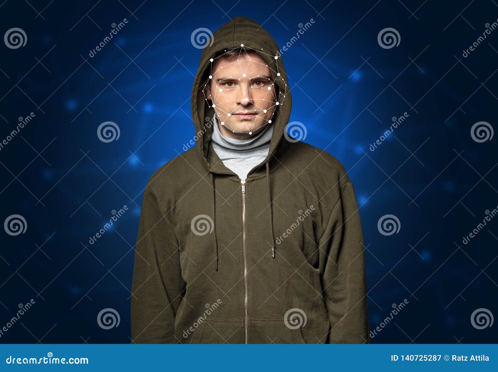 Face recognition with mesh stock image. Image of identity - 140725287