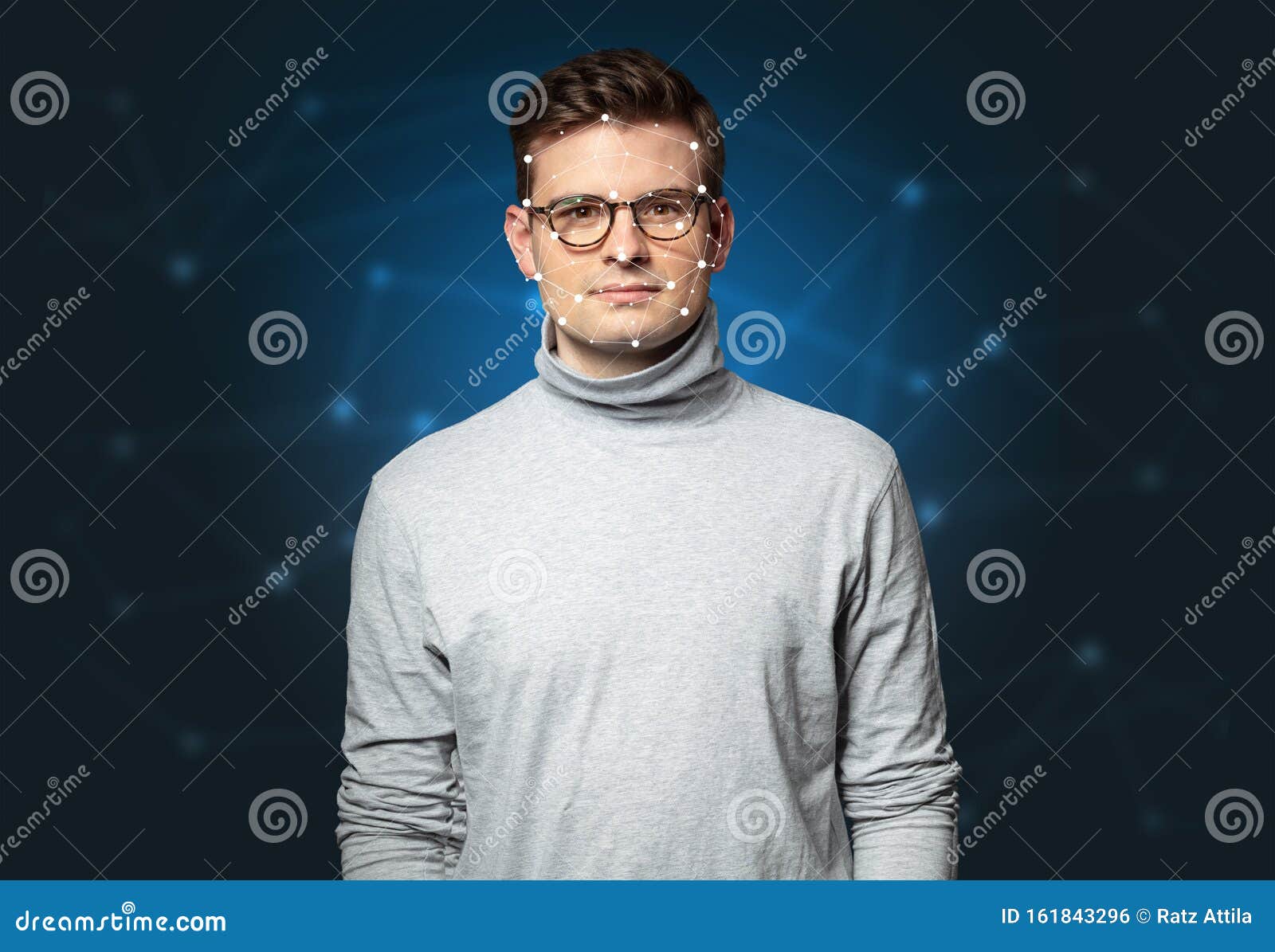 Face recognition with mesh stock photo. Image of futuristic - 161843296