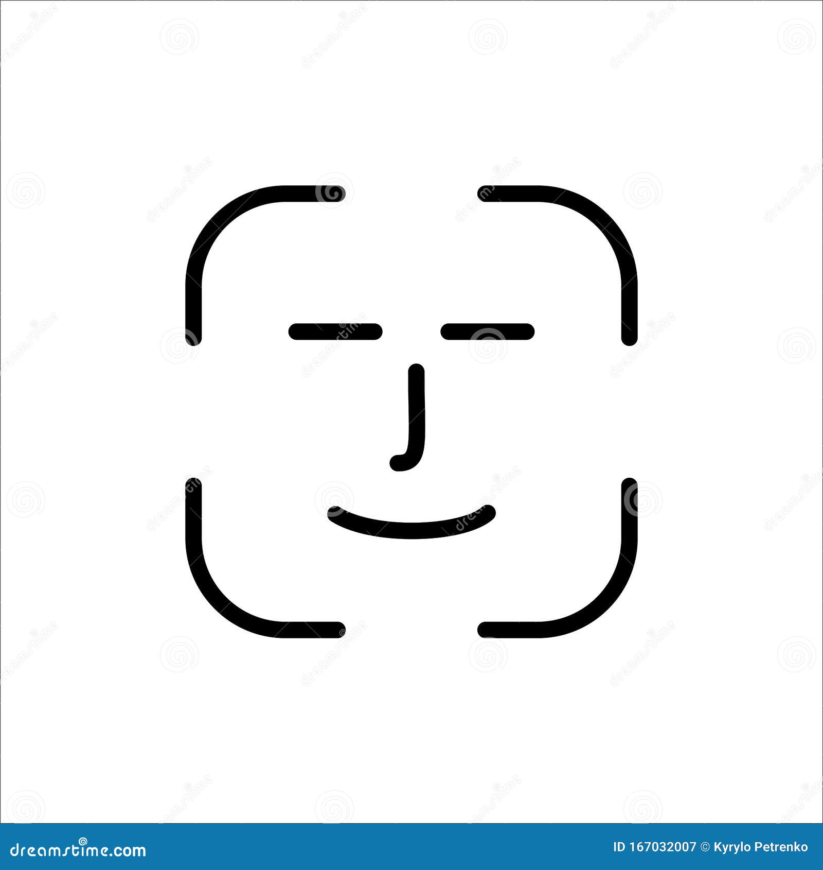 Face Recognition Mobile Id Icon Asian Vector Stock Illustration ...