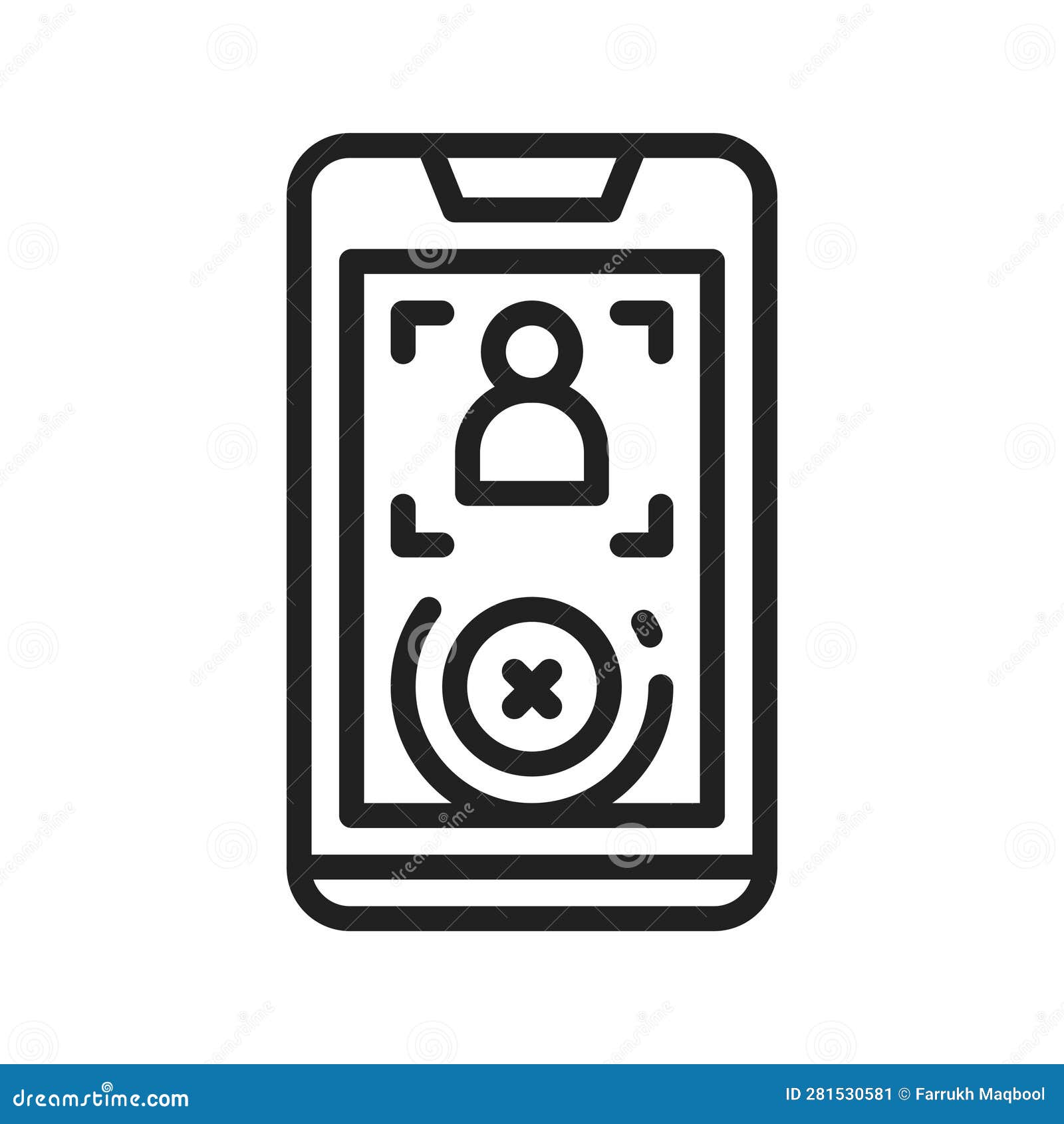 Face Recognition Rejected Icon Image. Stock Illustration - Illustration ...