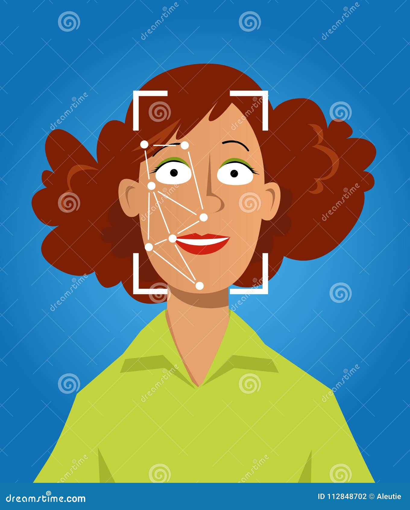 Face recognition software stock vector. Illustration of cartoon - 112848702