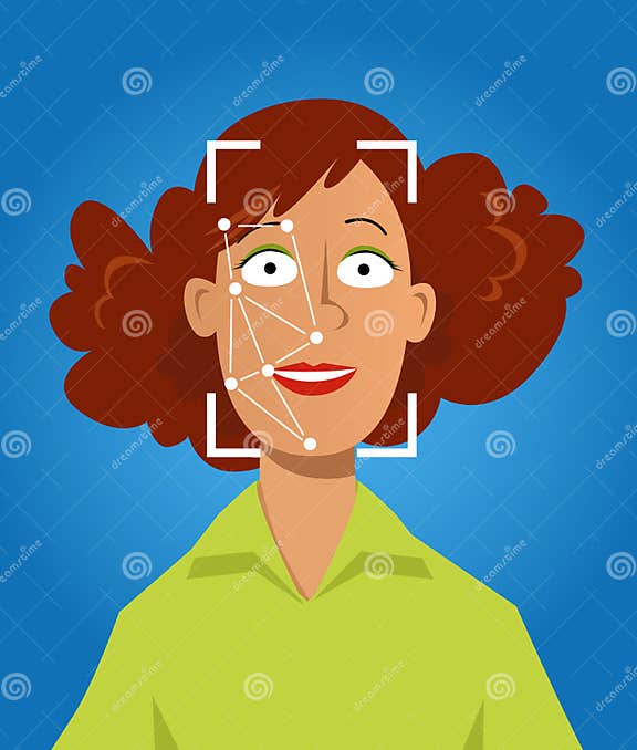 Face recognition software stock vector. Illustration of cartoon - 112848702