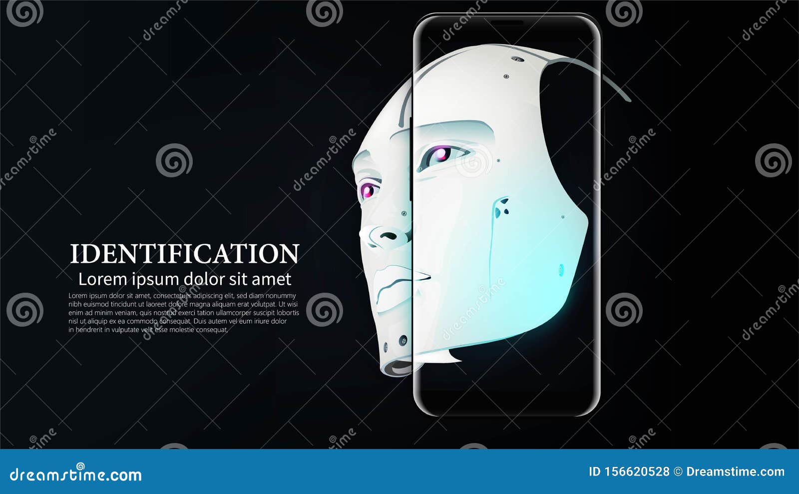 Face Recognition System Concept Low Polygon Human Face Scanning Blue ...
