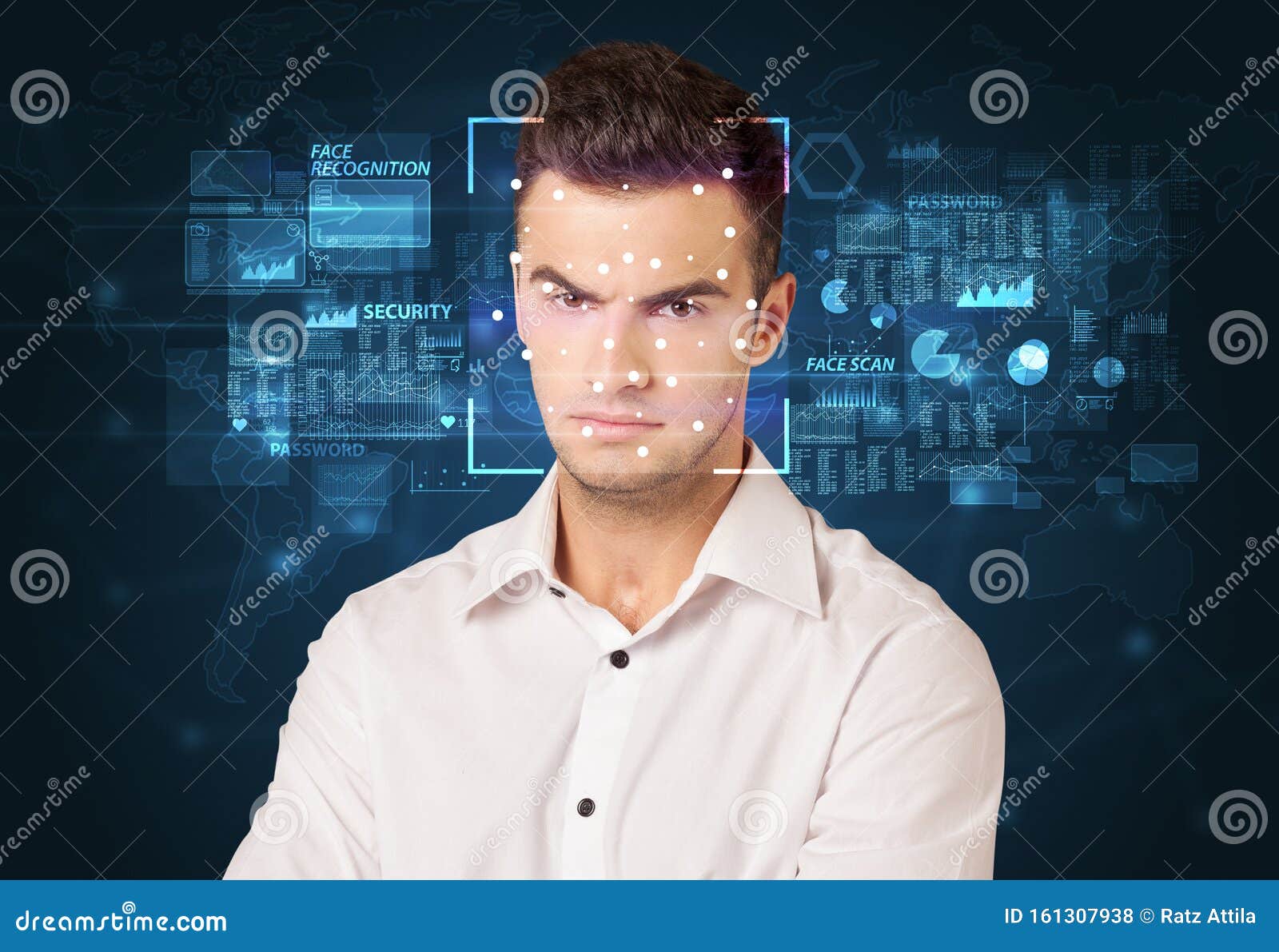 Face Recognition System stock photo. Image of interface - 161307938
