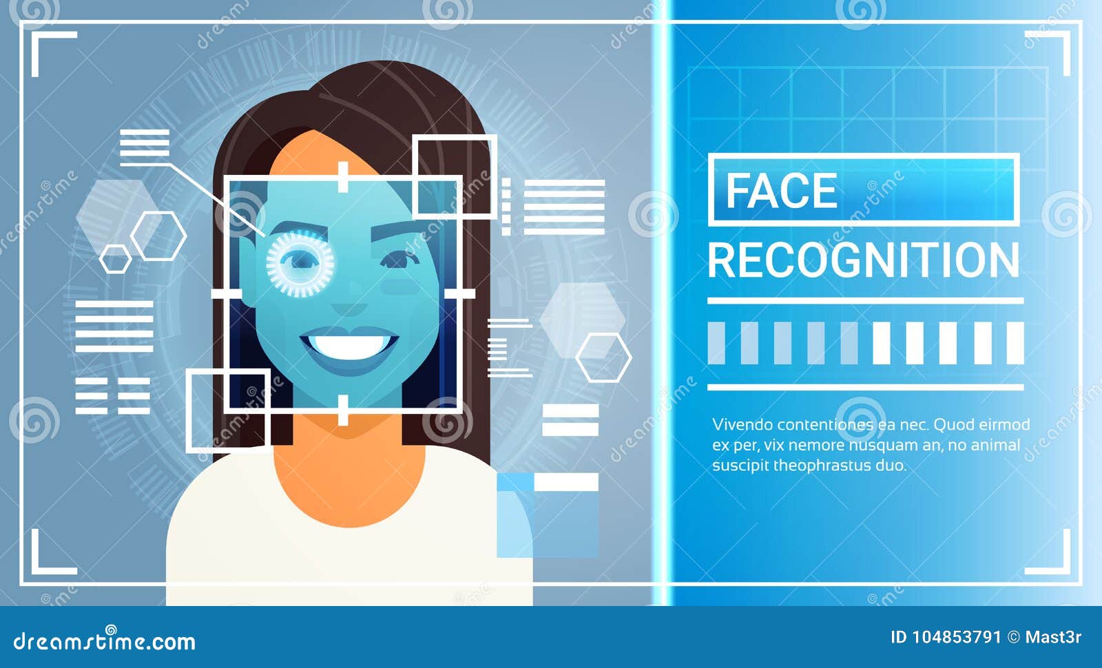 Face Recognition System Eye Retina Scanning of Woman, Biometric ...