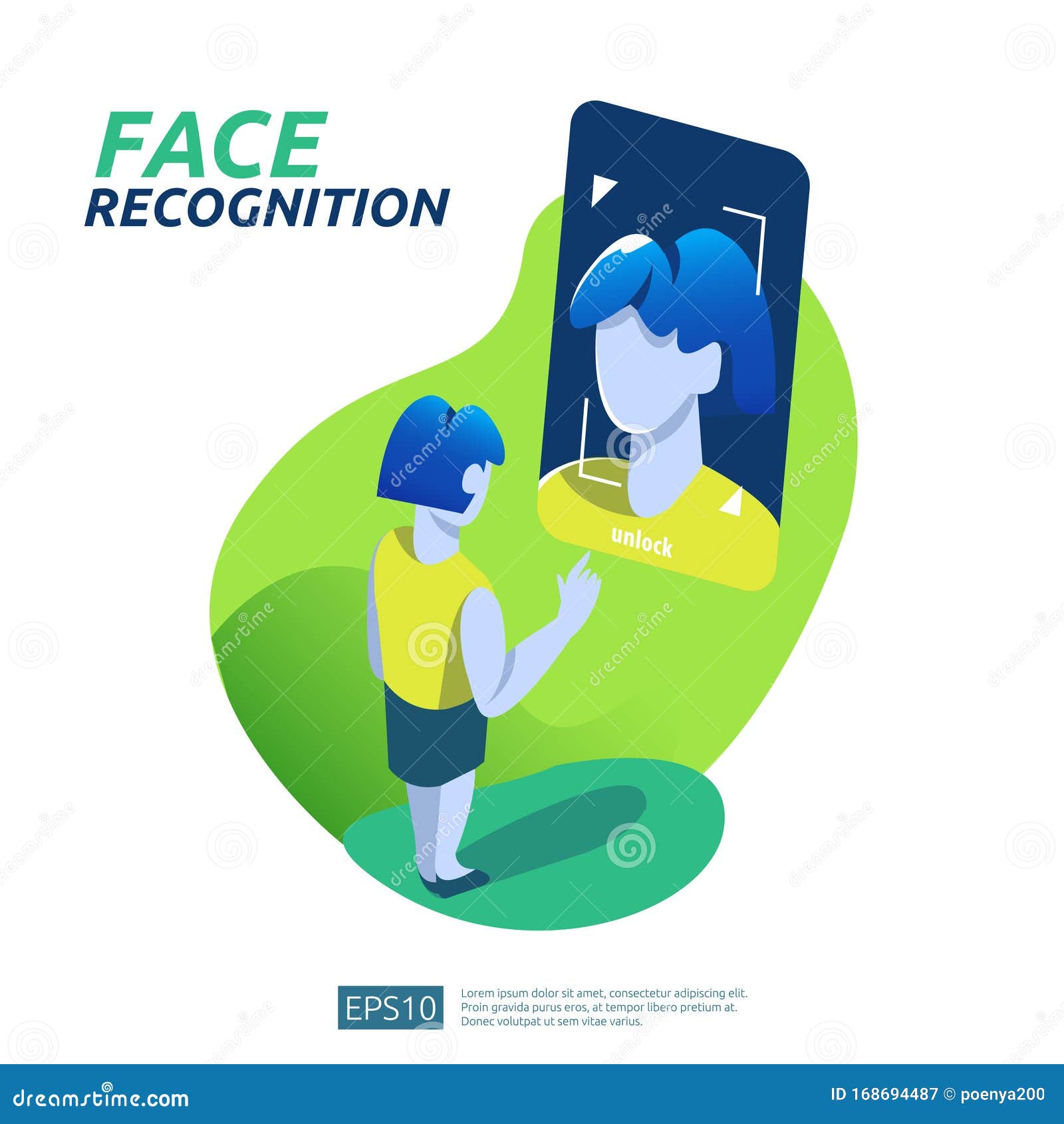 Id System. Facial Identification, Flat Biometric Technology. Face ...