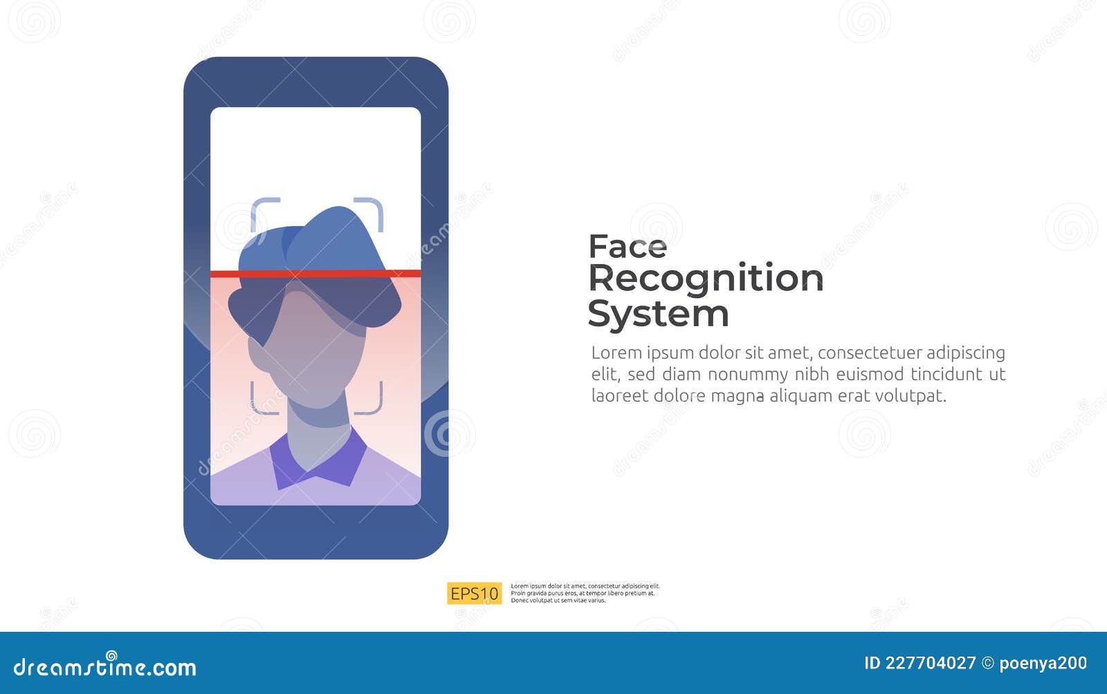 Face Recognition System Scanning on Smartphone. Facial Biometric Data ...