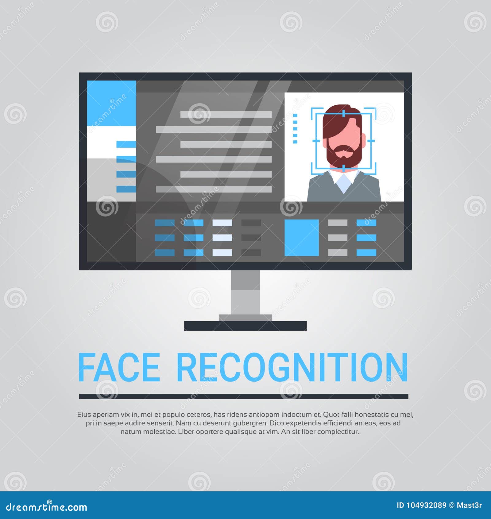 Face Recognition Technology Computer Security System Scanning Male User ...