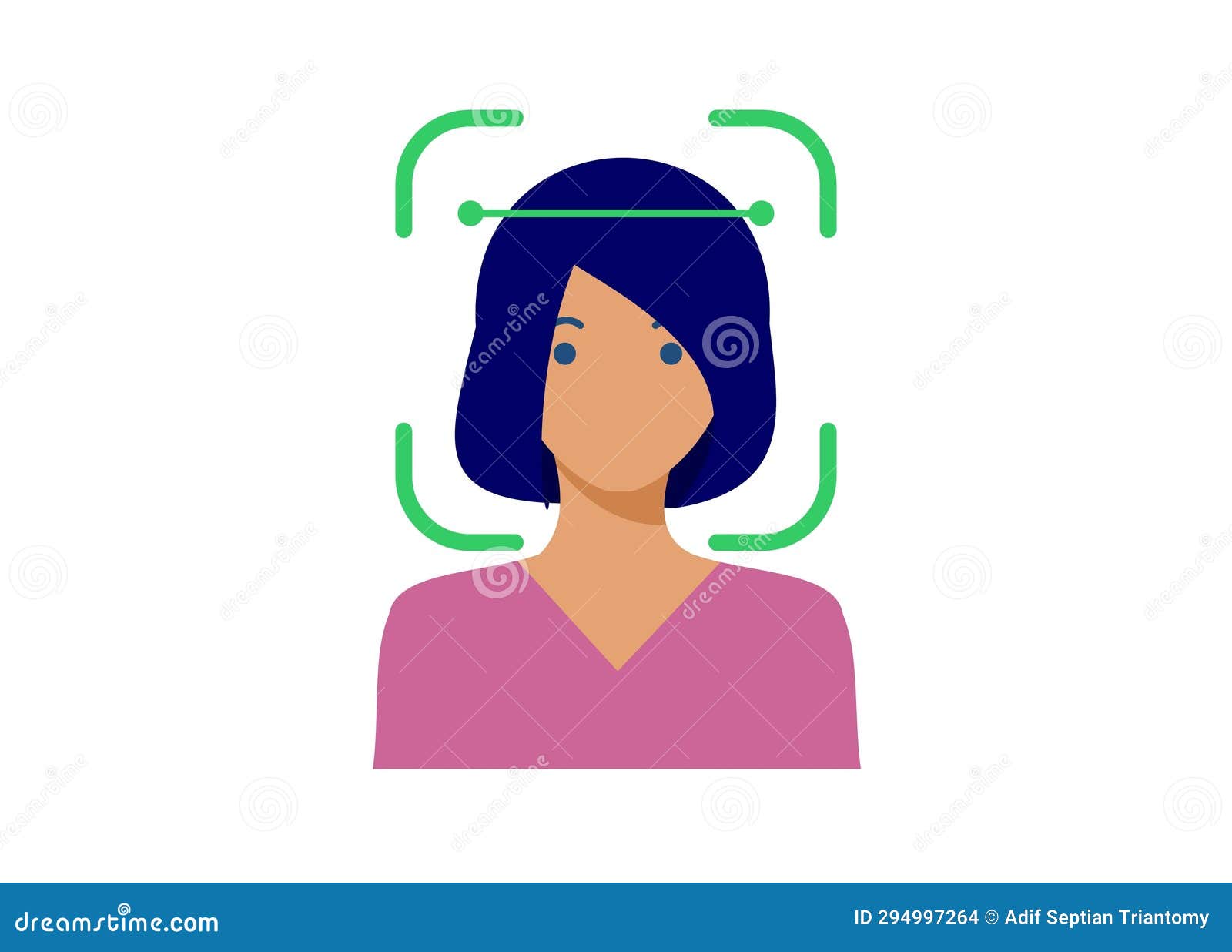 Face Recognition Technology with Female Figure Sample. Simple Flat ...