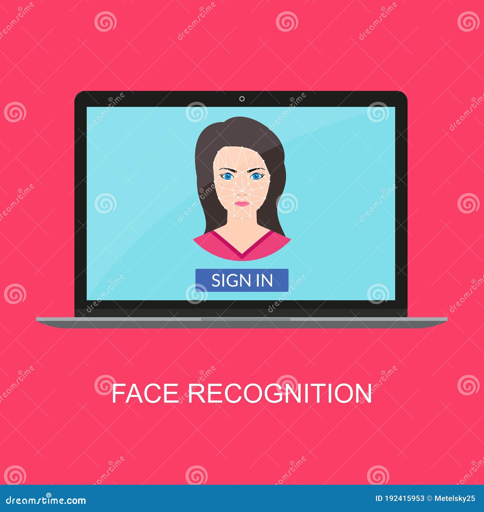 Face Recognition Technology. Laptop with Facial Biometric ...