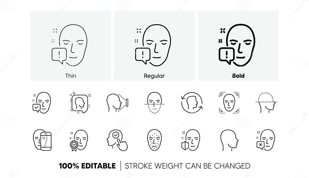 Face Recognize Line Icons. Biometrics Detection, Face Id and Scanning ...