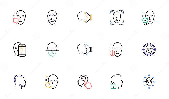 Face Recognize Line Icons. Biometrics Detection, Face Id and Scanning ...