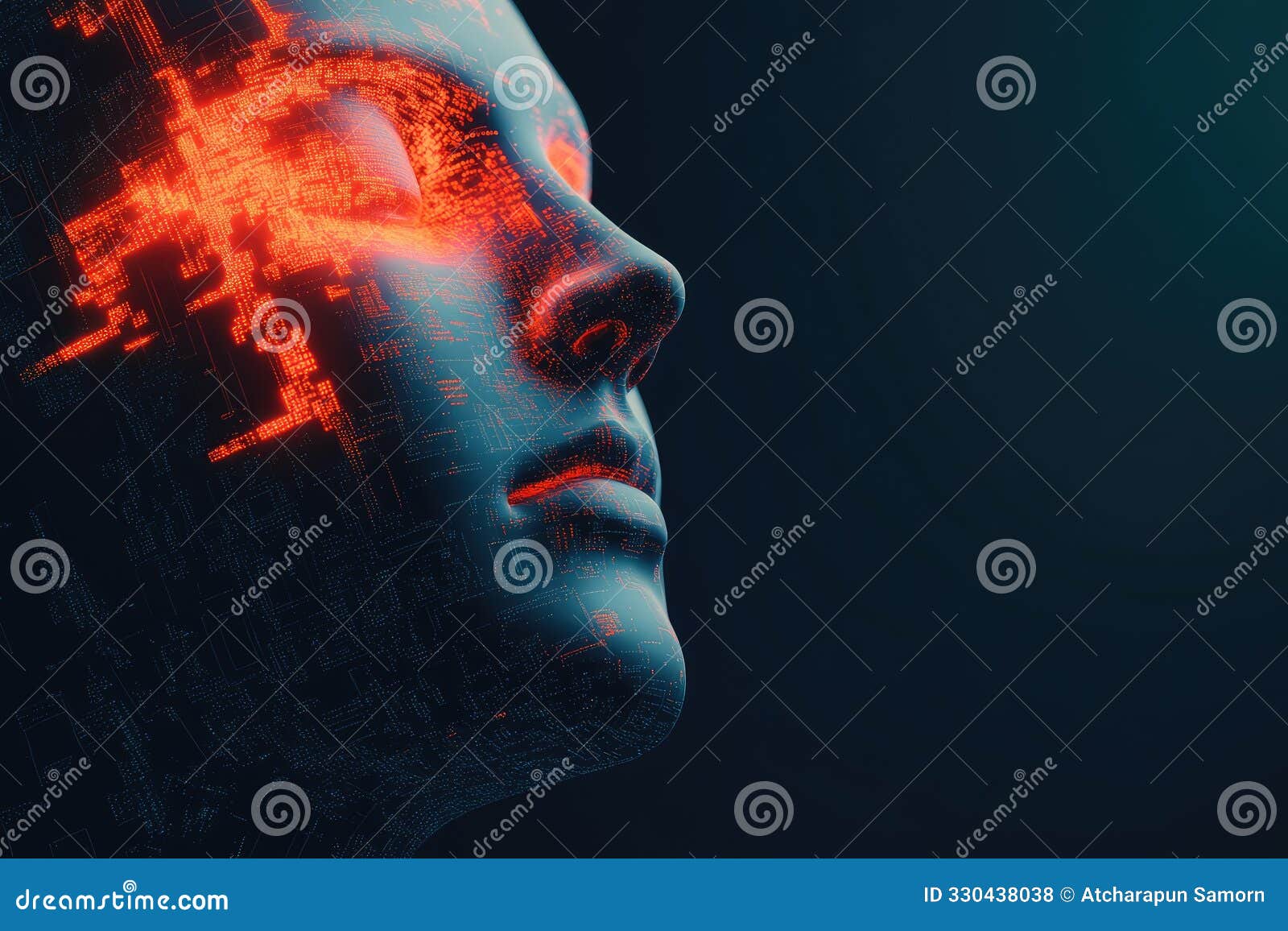 A Face with Red Eyes and a Black Background, Pixelated Pattern Stock ...