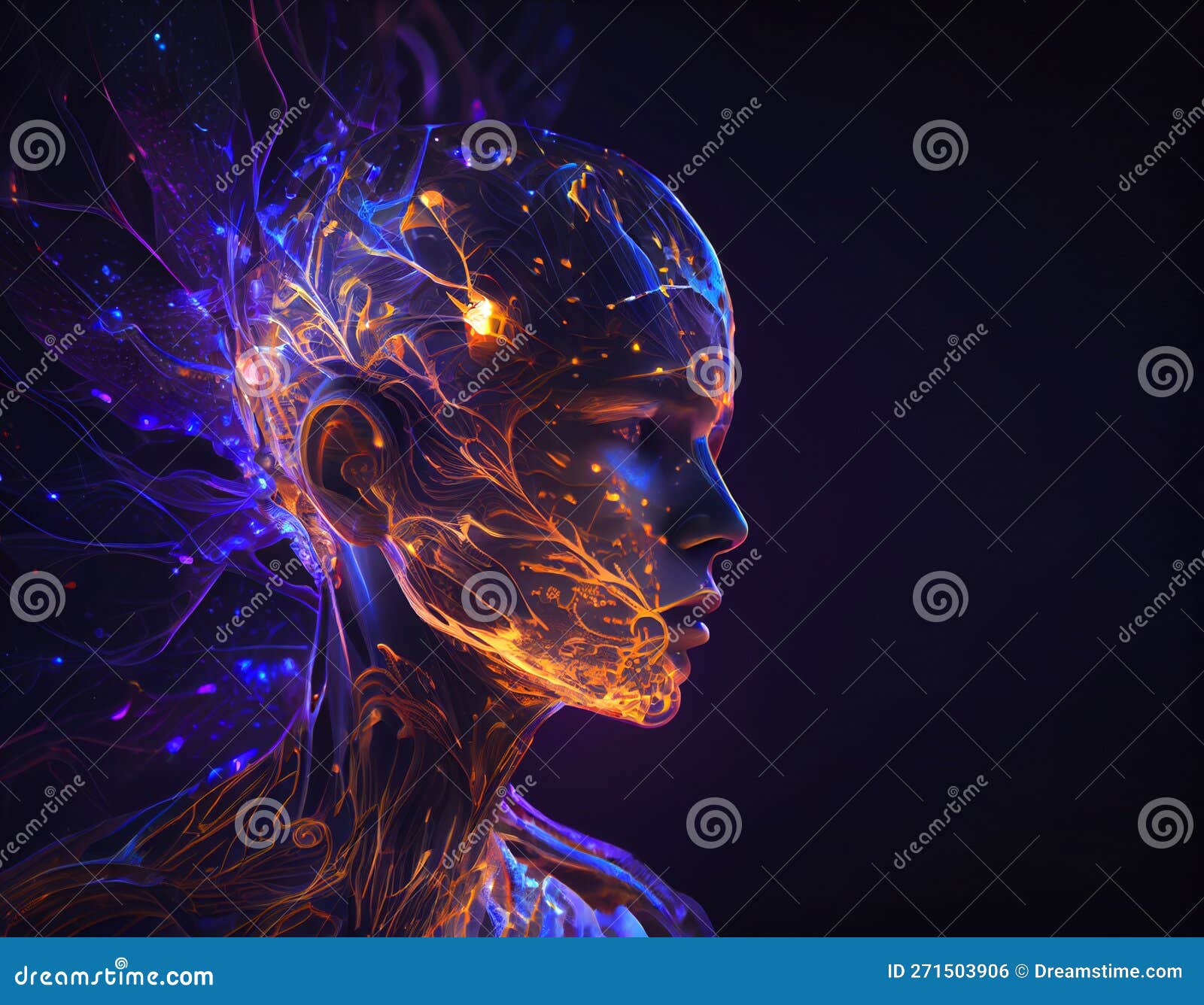 The Face of a Robot Girl with Artificial Intelligence, Which Processes ...