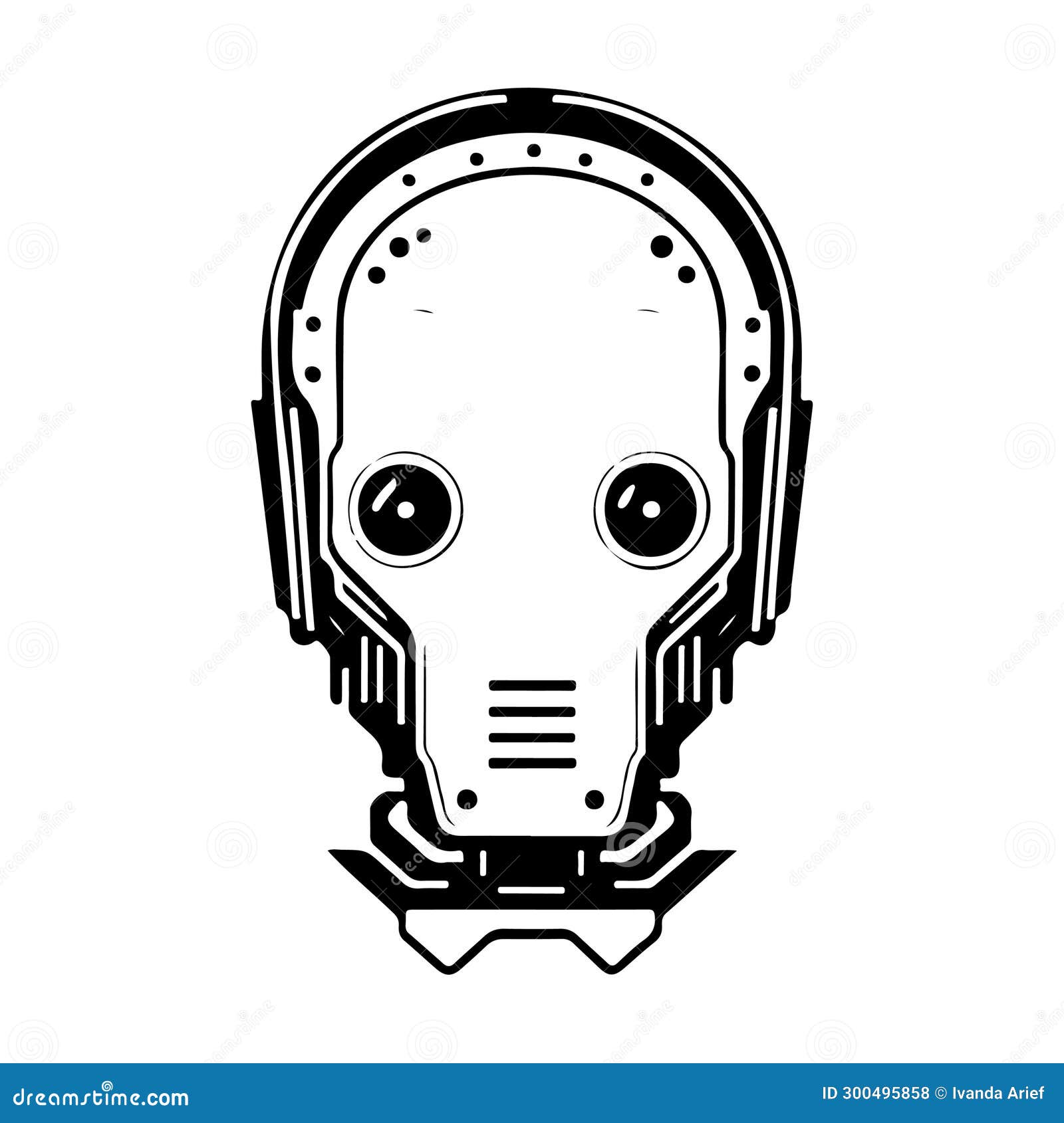 Face Robotic Icon Hand Draw Black Colour Artificial Logo Symbol Perfect ...