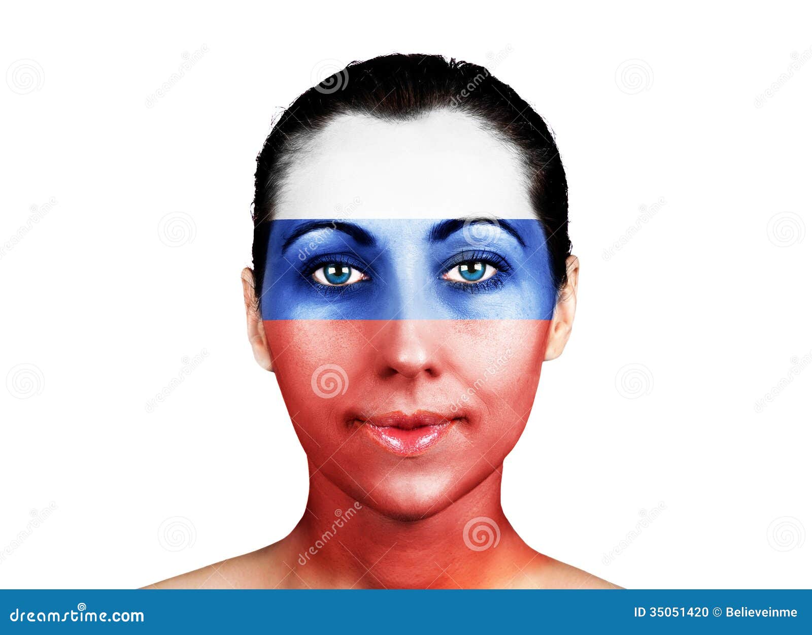 Face with the Russia flag stock photo. Image of glamour - 35051420