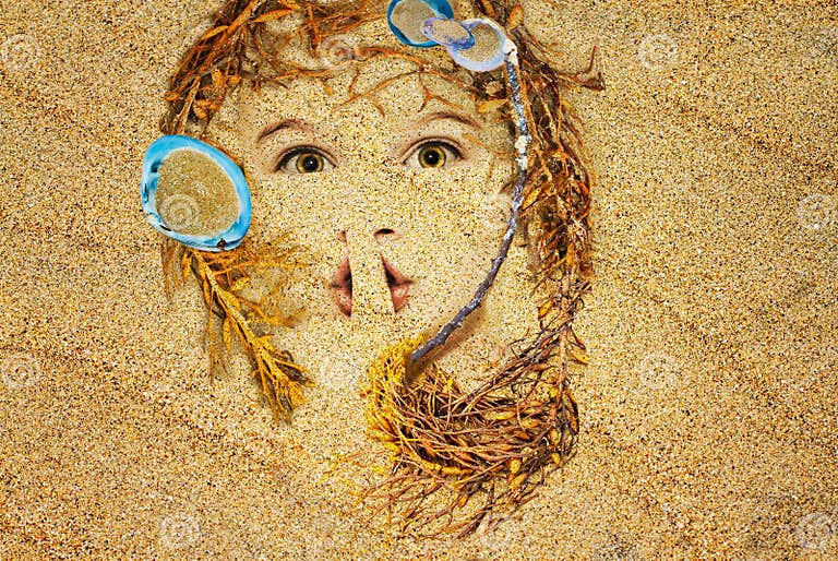 Face in the sand stock image. Image of beautiful, finger - 18169741