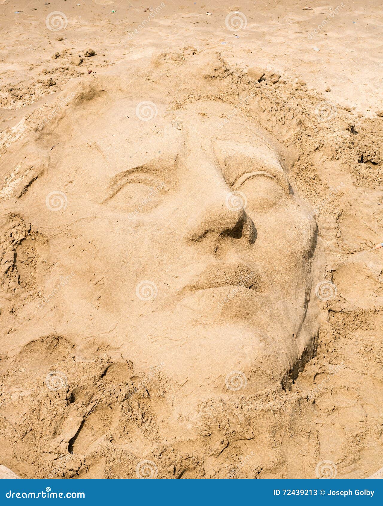 Face in the Sand. Beach Sand Sculpture Stock Image - Image of detail ...
