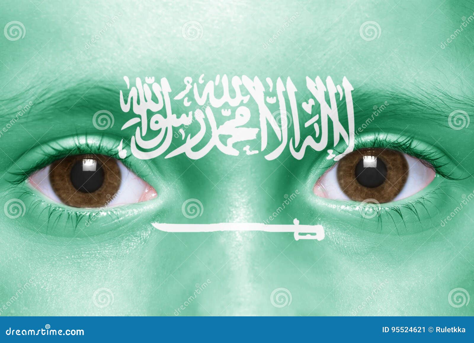 Face with Saudi Arabia Flag Stock Image - Image of arabia, mideast ...
