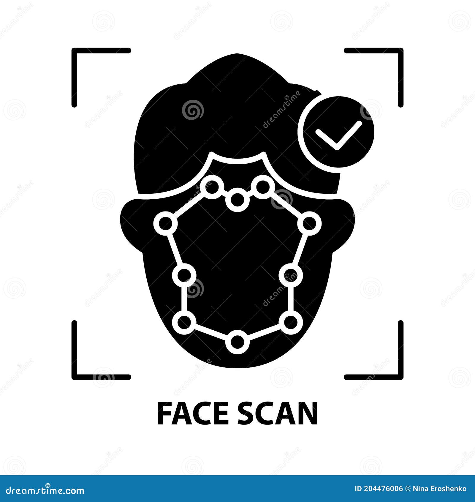 Face Scan Icon, Black Vector Sign with Editable Strokes, Concept ...