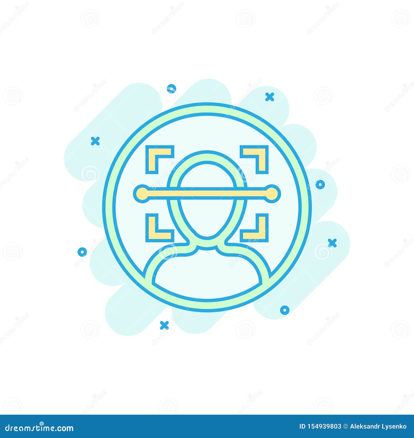 Face Scan Icon In Comic Style. Facial Id Vector Cartoon Illustration On ...